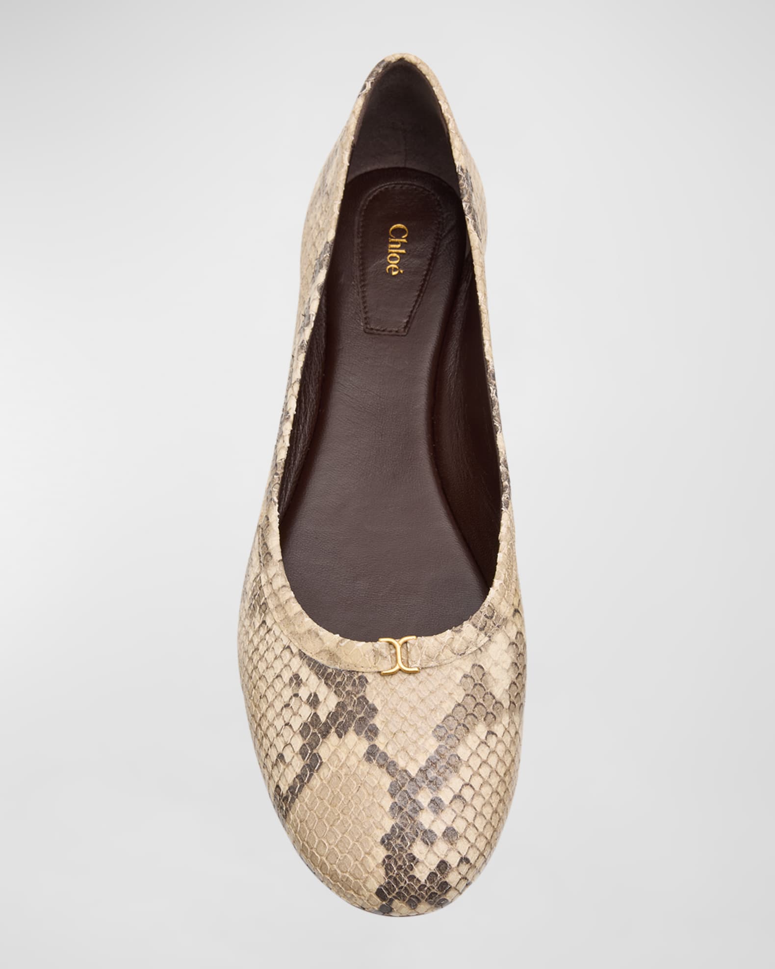 Chloe Marcie Snake-Embossed Ballerina Flats | Neiman Marcus