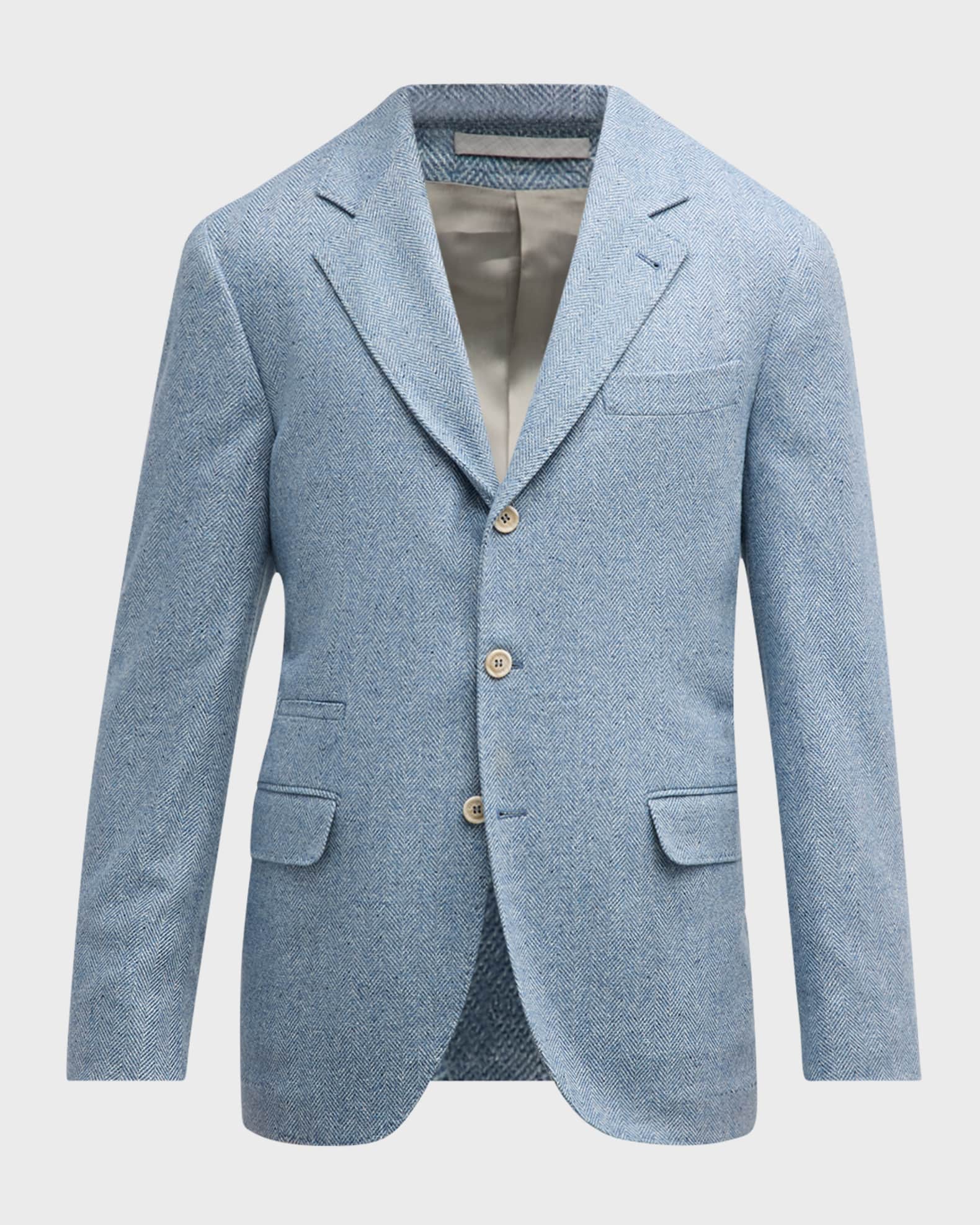 Brunello Cucinelli Men's Chevron Three-Button Sport Coat | Neiman Marcus