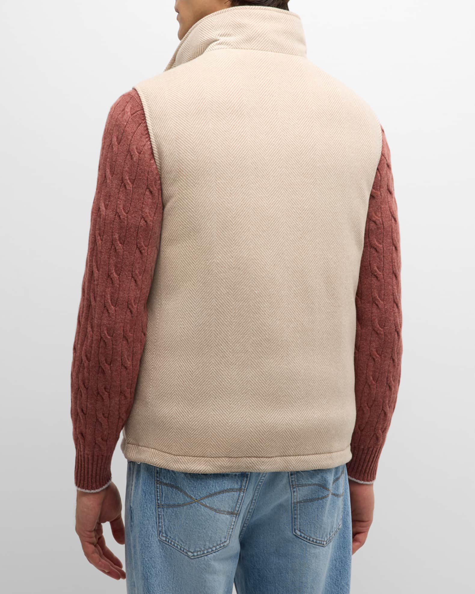 Brunello Cucinelli Men's Wool-Cashmere Chevron Full-Zip Vest | Neiman ...