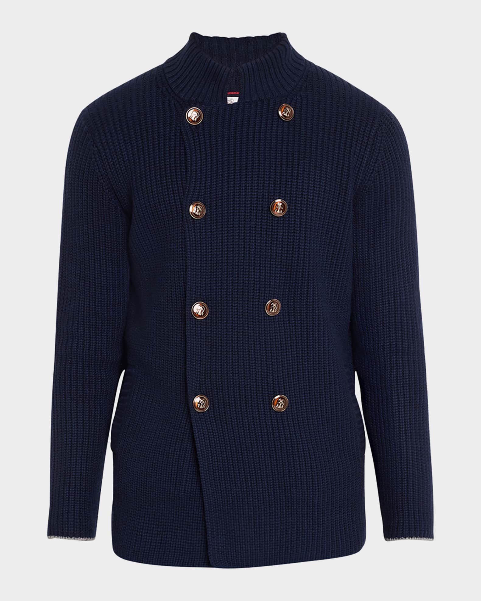 Brunello Cucinelli Men's Knit Double-Breasted Cardigan | Neiman Marcus