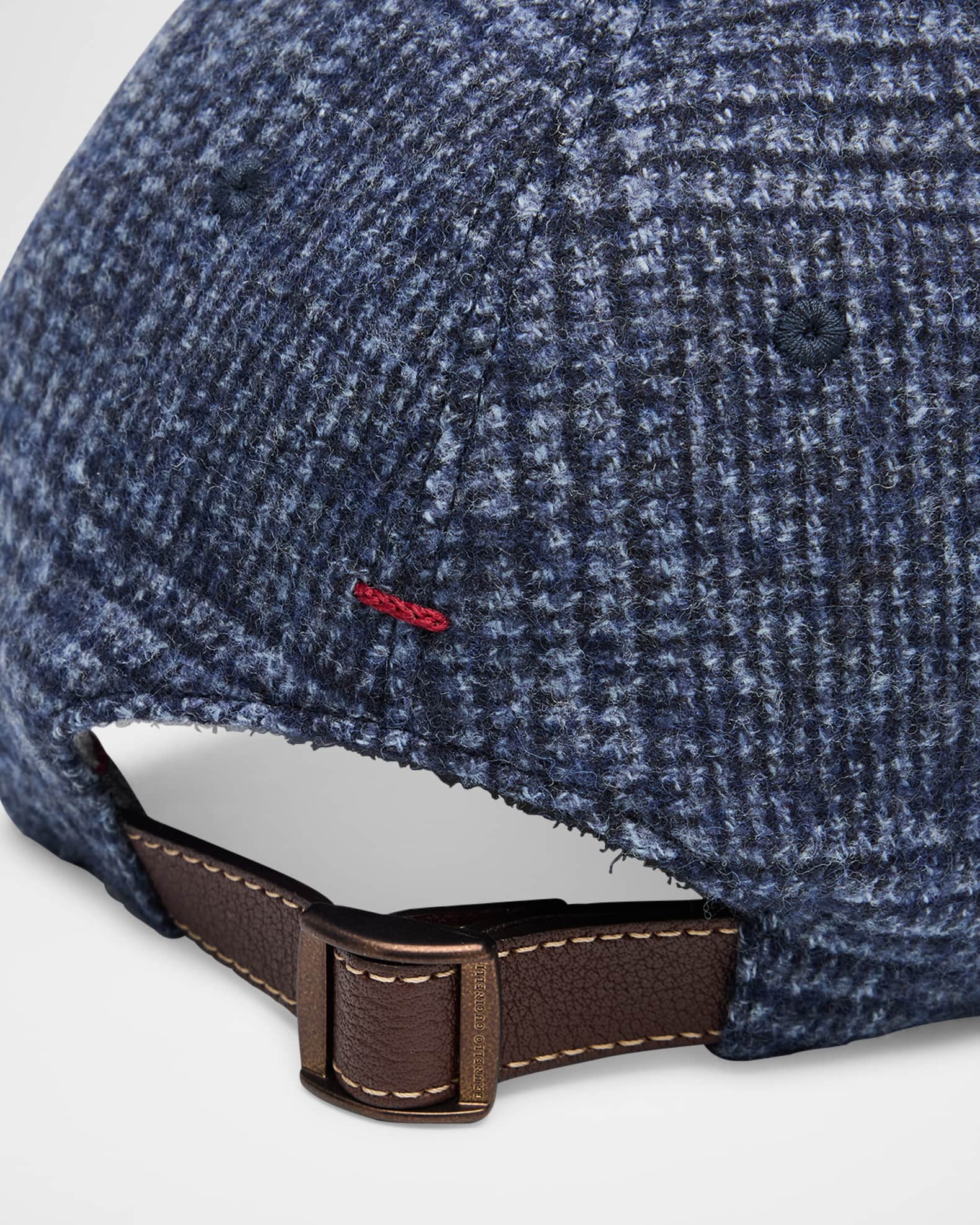 Brunello Cucinelli Men's Wool and Nylon Plaid Baseball Cap | Neiman Marcus