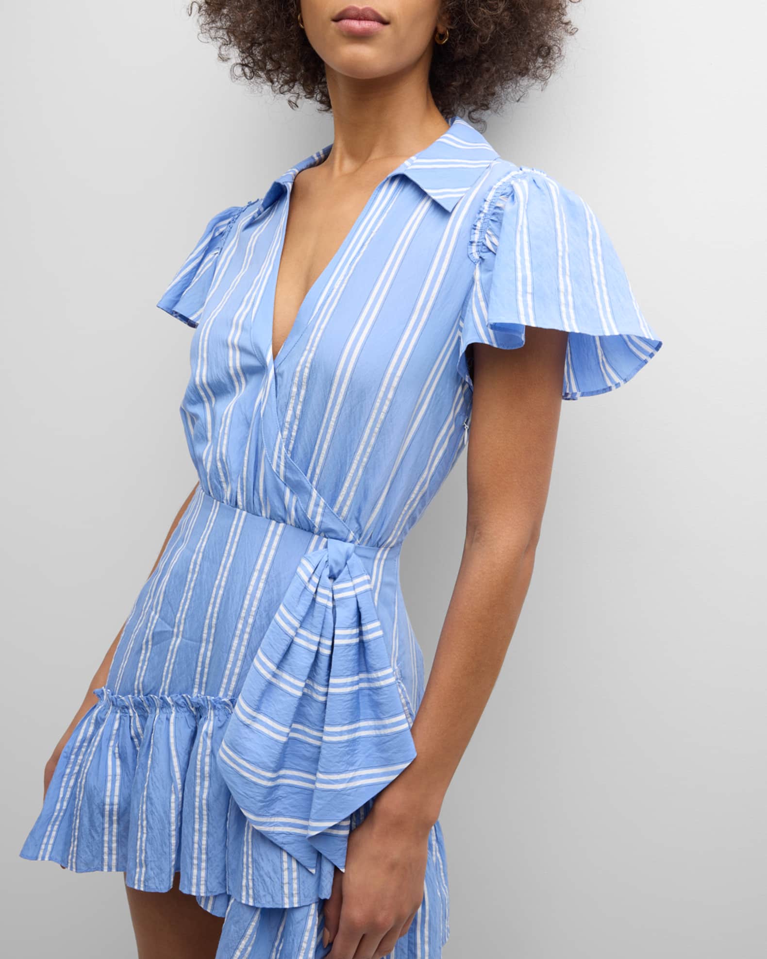 Cinq a Sept Lila Asymmetric Ruffle Faux-Wrap Mini Dress | Neiman Marcus