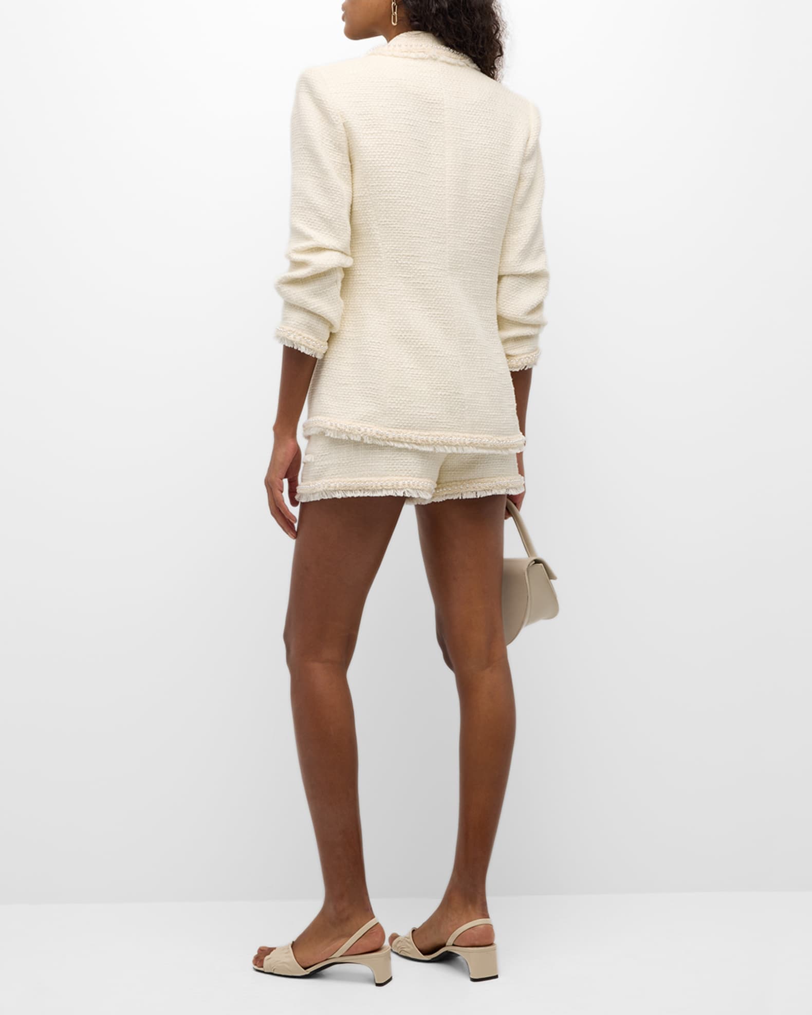 Cinq a Sept Allen Faux Pearl Boucle Shorts | Neiman Marcus