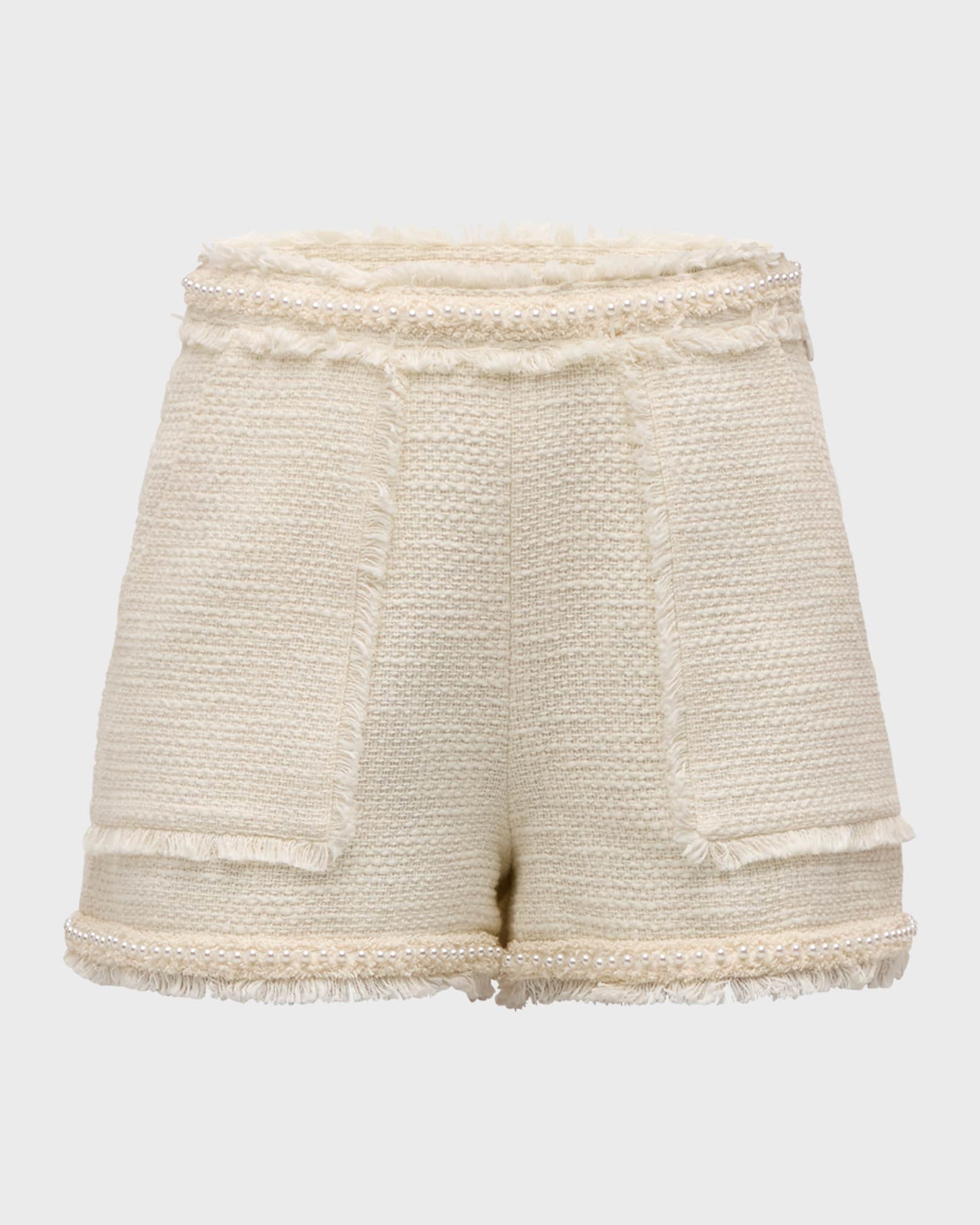 Cinq a Sept Allen Faux Pearl Boucle Shorts | Neiman Marcus
