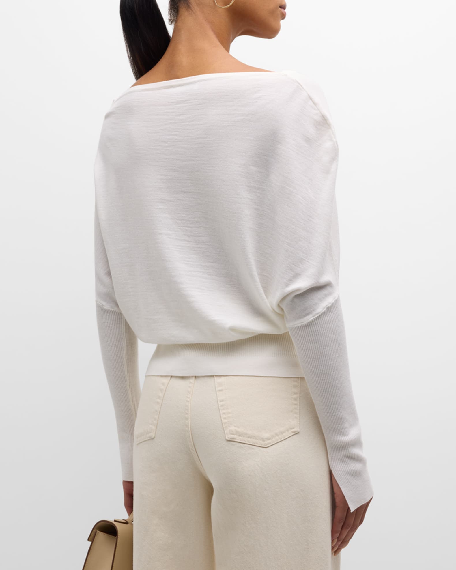 SIMKHAI Lavina Draped Off-Shoulder Sweater | Neiman Marcus