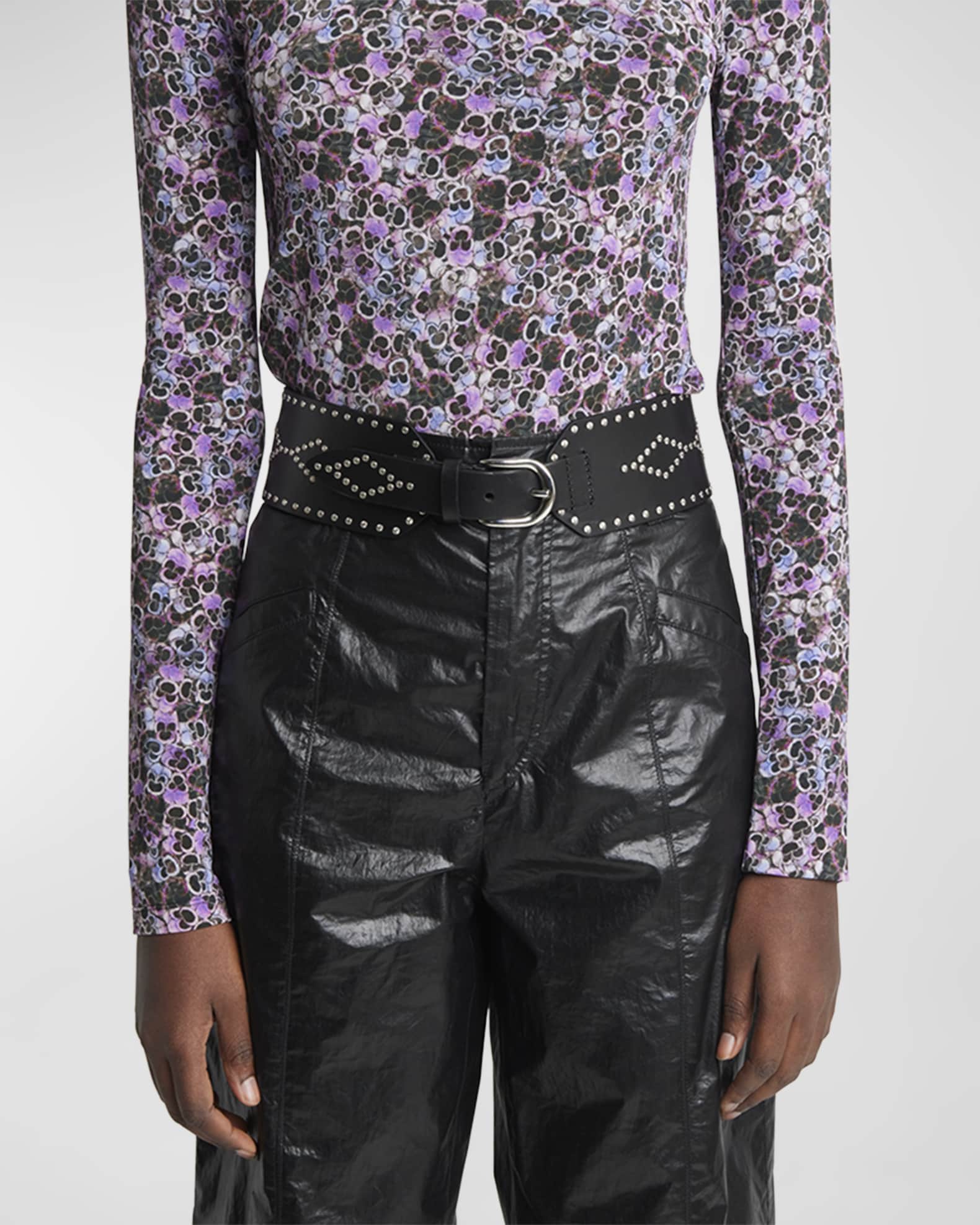 Isabel Marant Lucie Studded Wide Leather Belt | Neiman Marcus