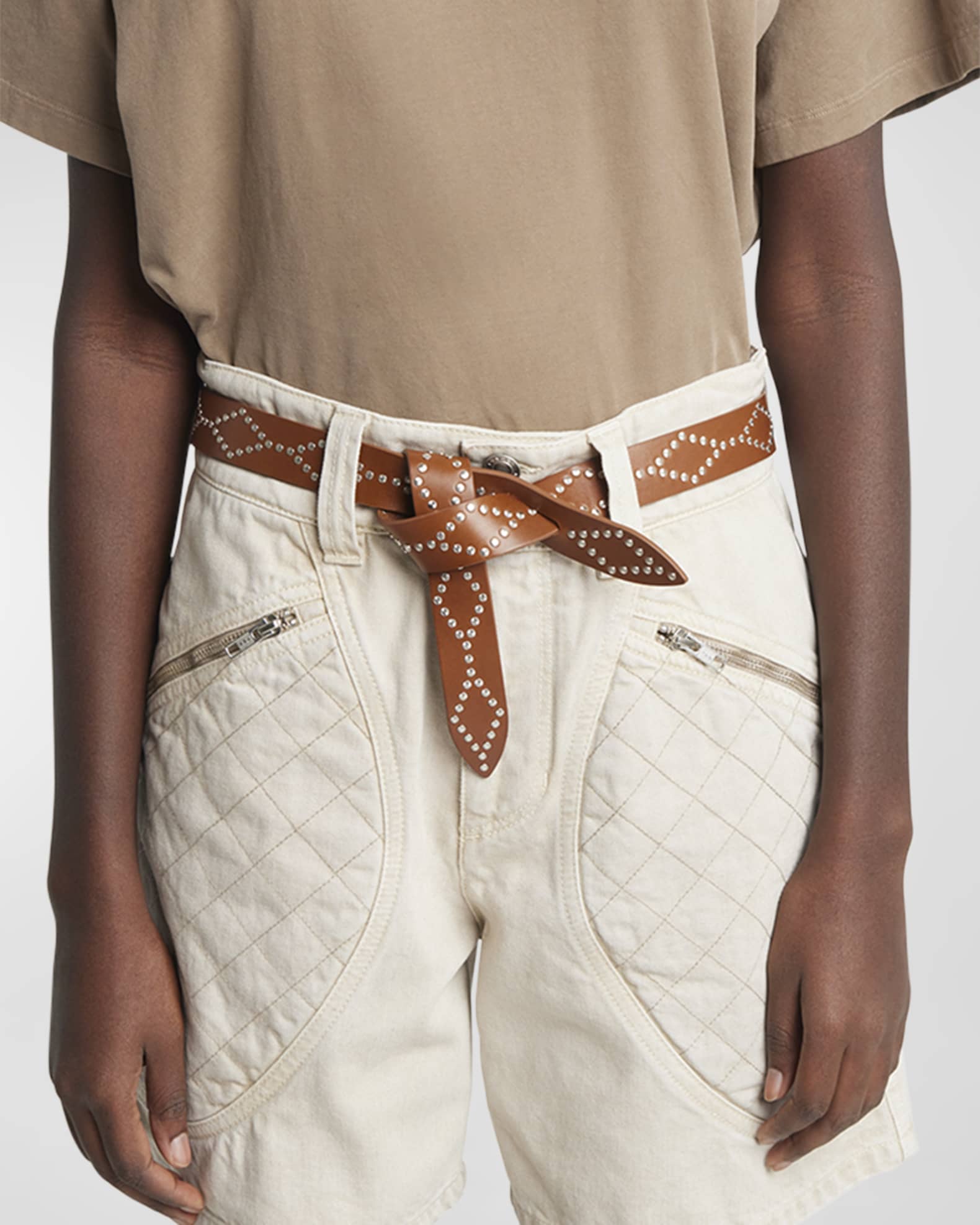 Isabel Marant Lecce Studded Leather Pull-Through Belt | Neiman Marcus