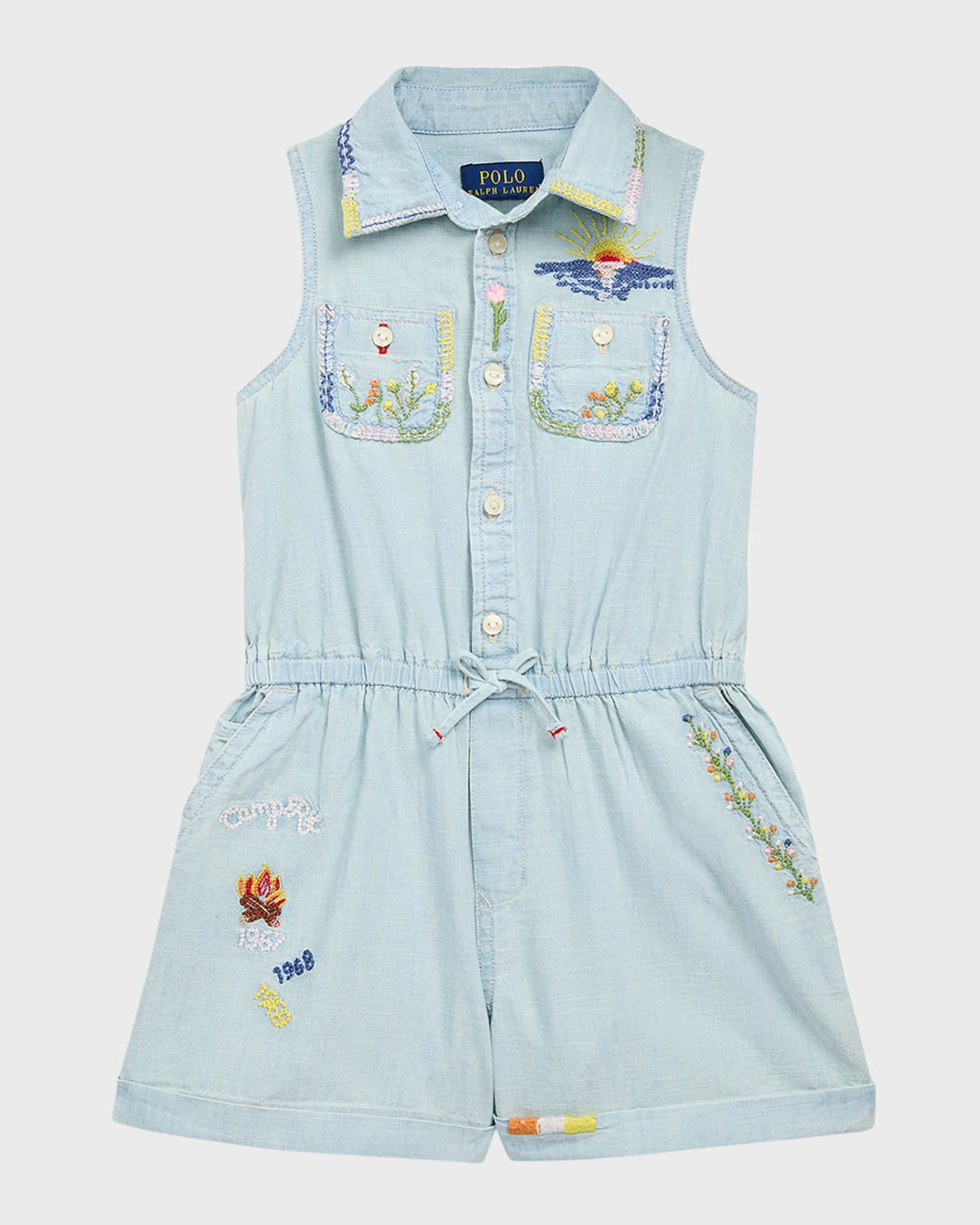 Girl's Chambray Romper | Neiman Marcus