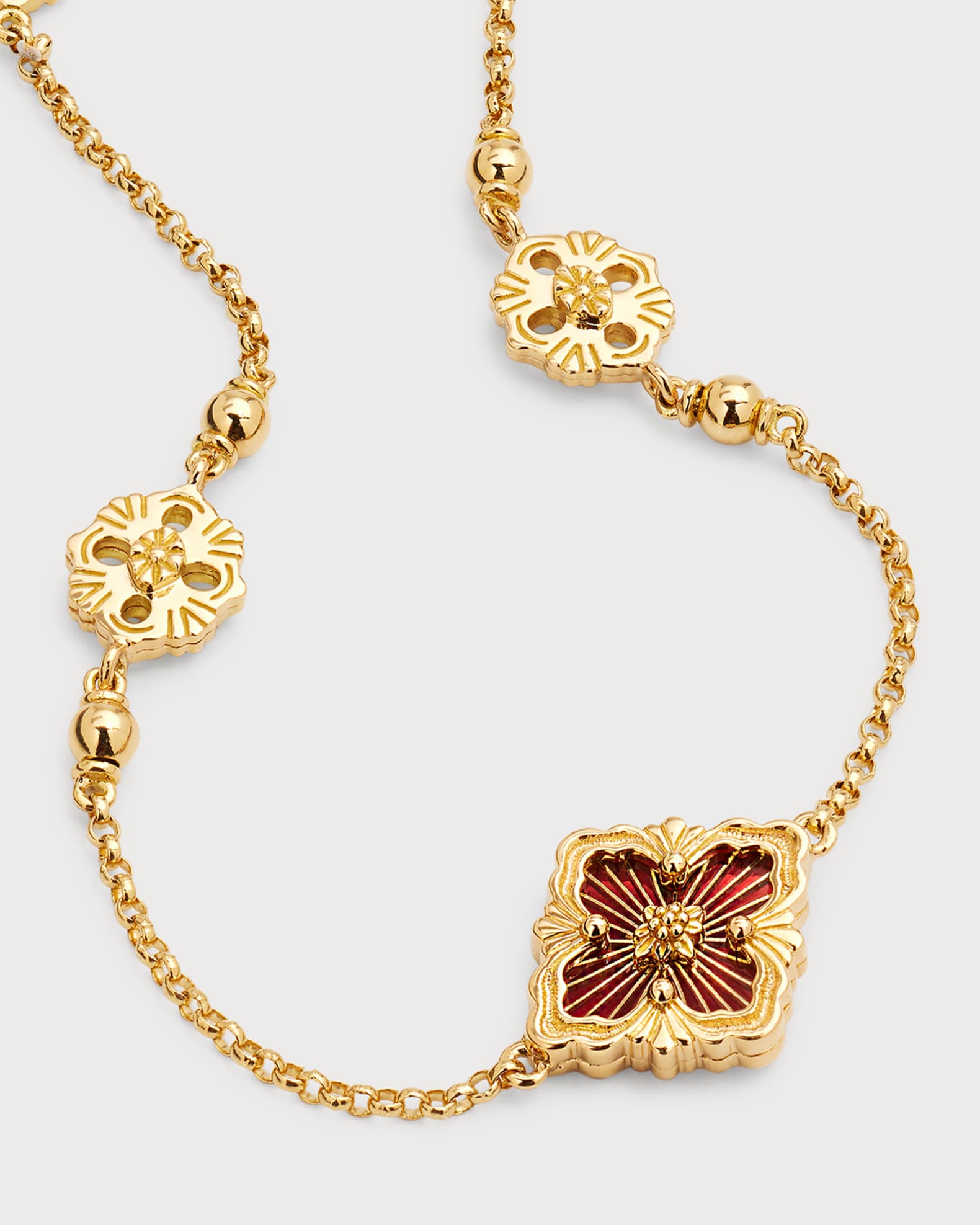 Buccellati Opera Tulle 18K Yellow Gold Red Enamel Bracelet | Neiman Marcus