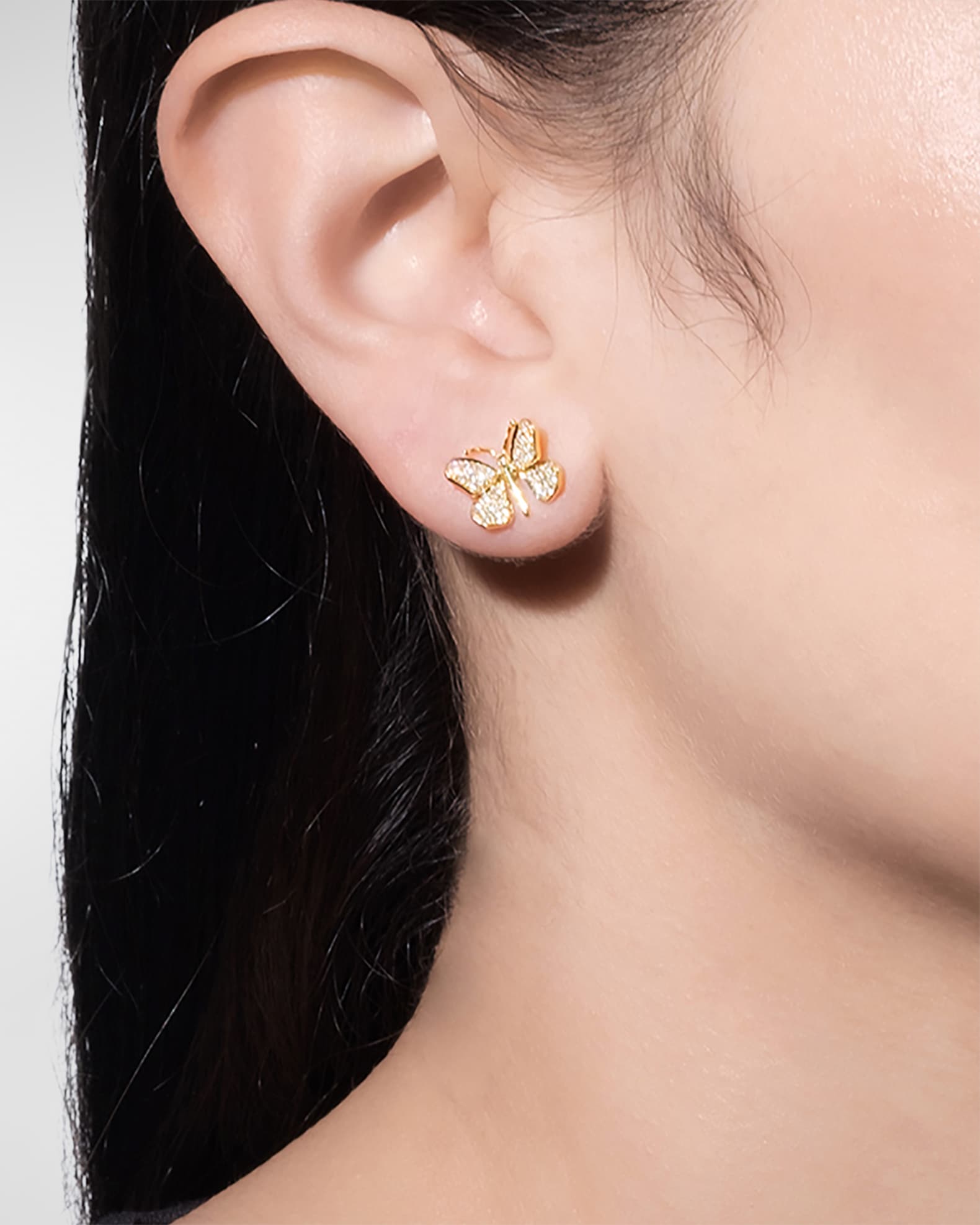 Mimi So 18K Yellow Gold Wonderland Butterfly Earrings with Pave ...