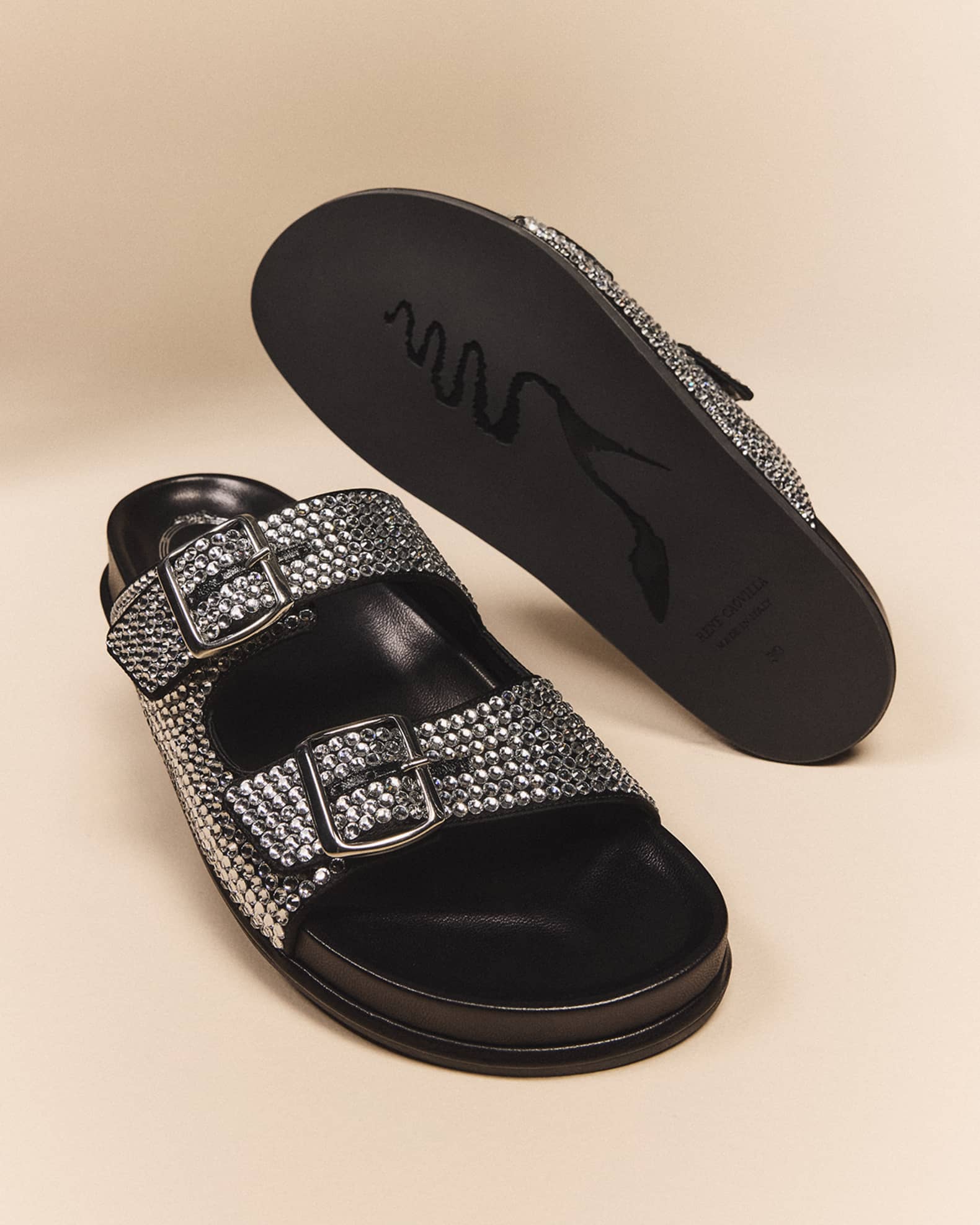 Rene Caovilla Emma Crystal Dual-Buckle Sporty Sandals | Neiman Marcus