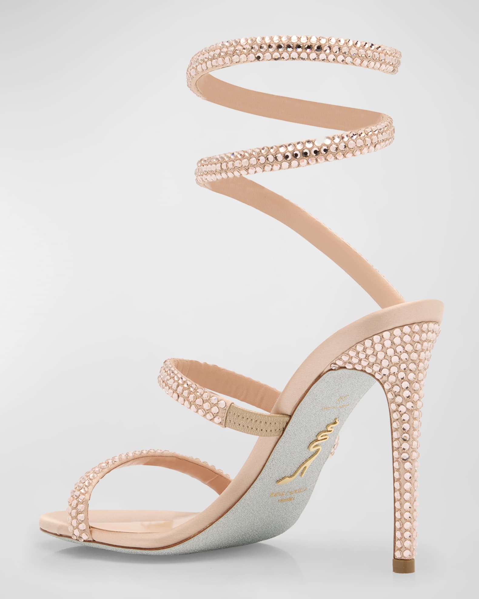 Rene Caovilla Cleo Satin Strass Snake-Wrap Sandals | Neiman Marcus
