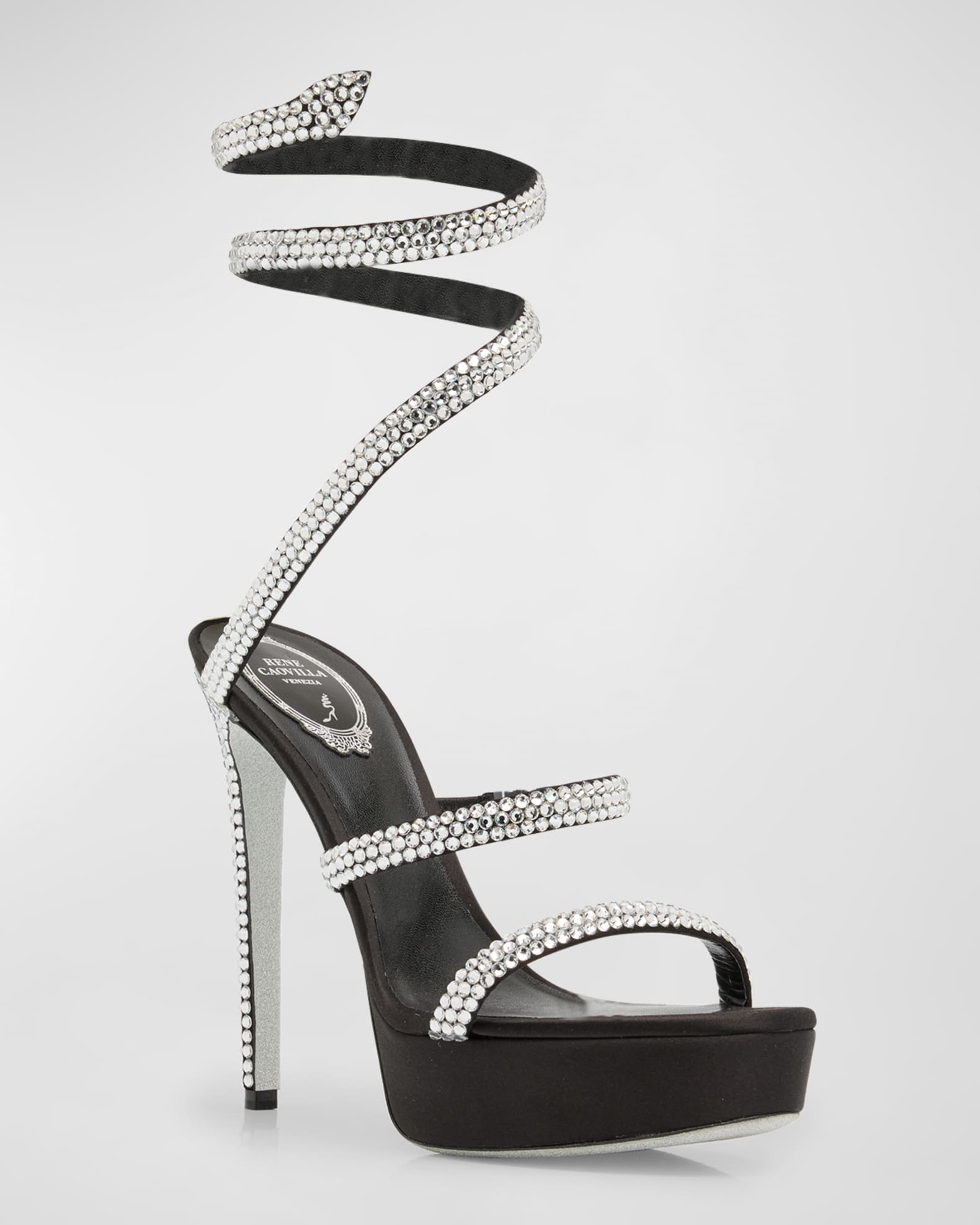 Rene Caovilla Cleo Strass Snake-Wrap Platform Sandals | Neiman Marcus