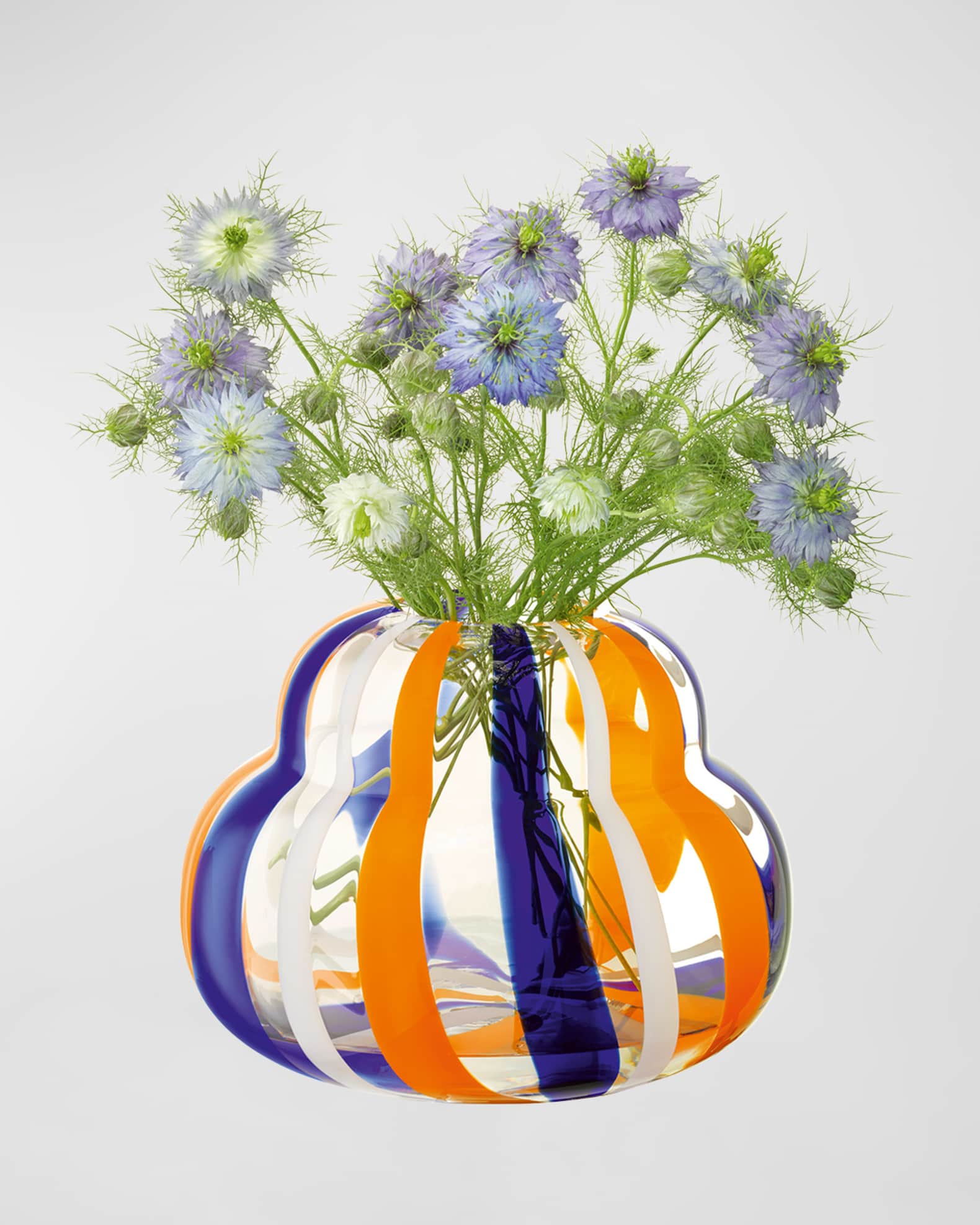 LSA Folk 7.5" Vase, Blue/Orange/White | Neiman Marcus
