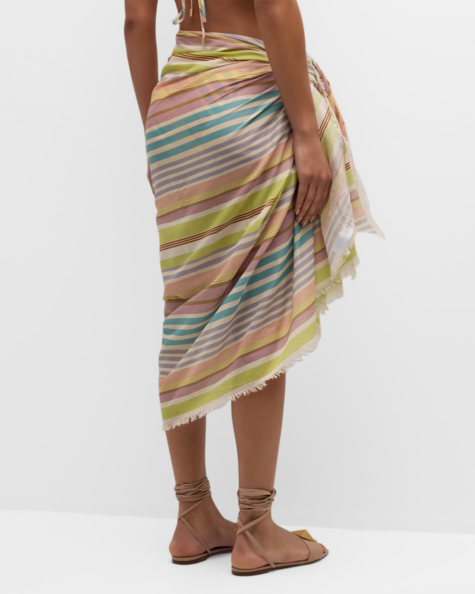 Zimmermann Multi-Striped Cotton Pareo Coverup | Neiman Marcus