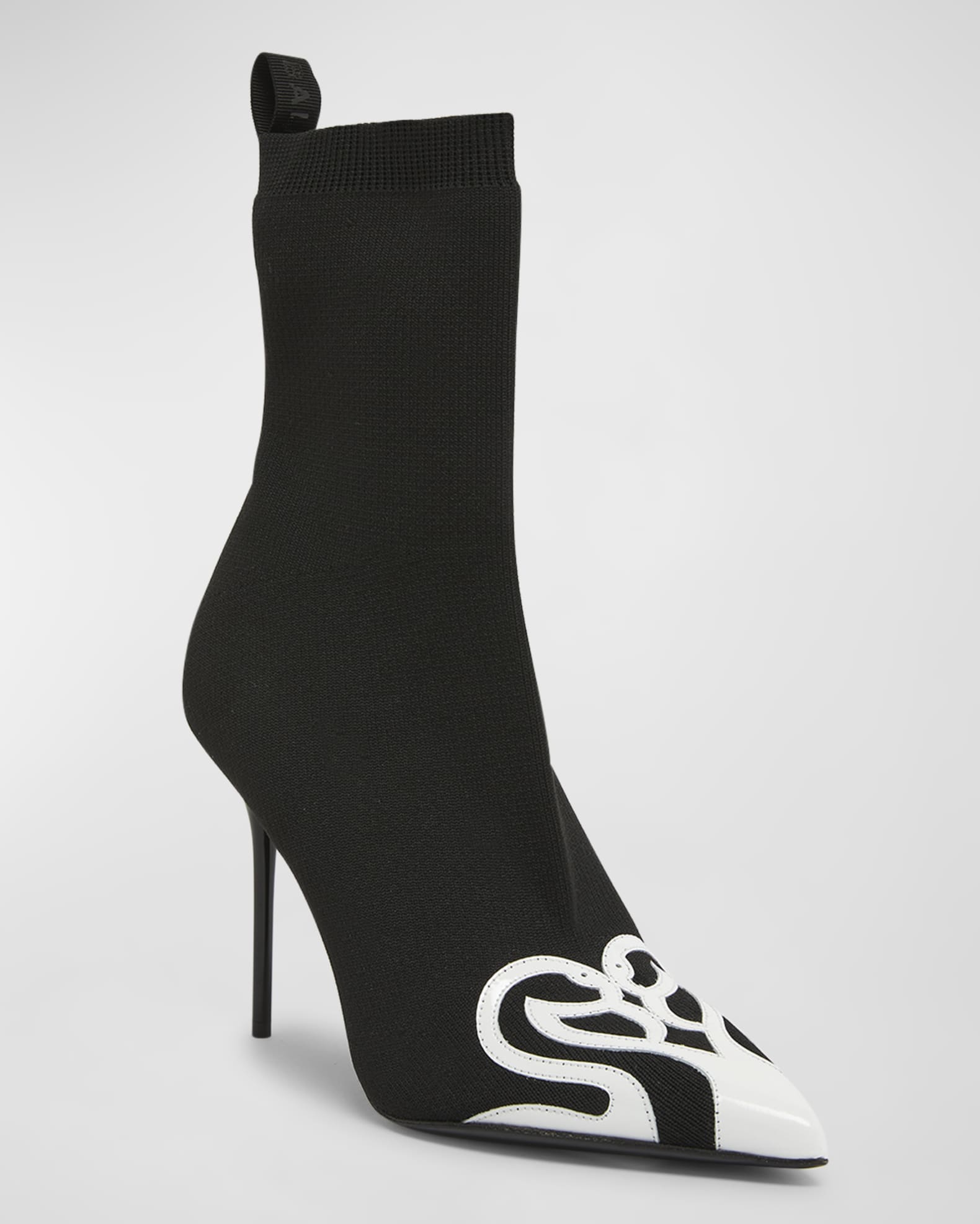 Balmain Skye Knit Patent Stiletto Sock Booties | Neiman Marcus