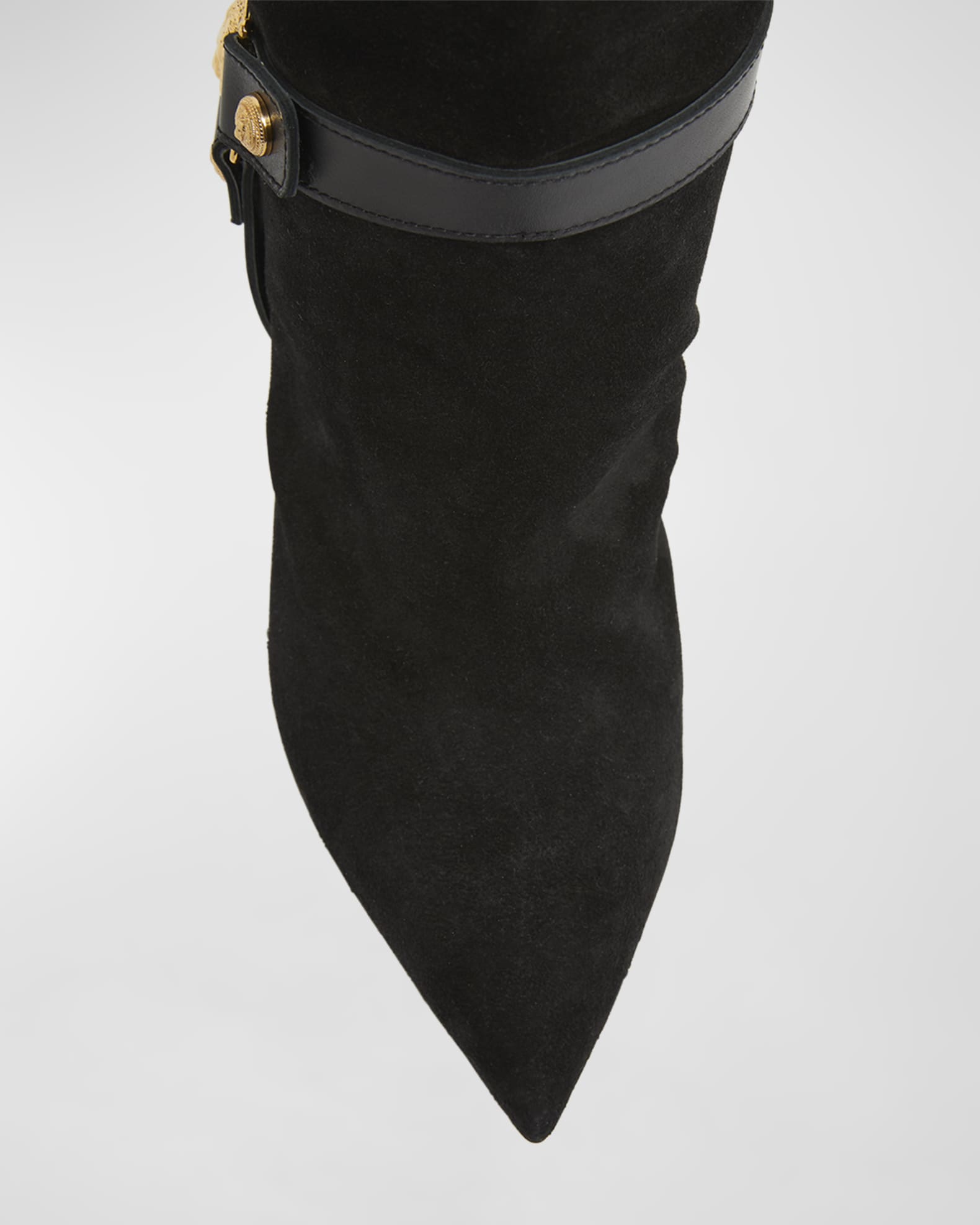 Balmain Eva Suede Harness Knee Boots | Neiman Marcus