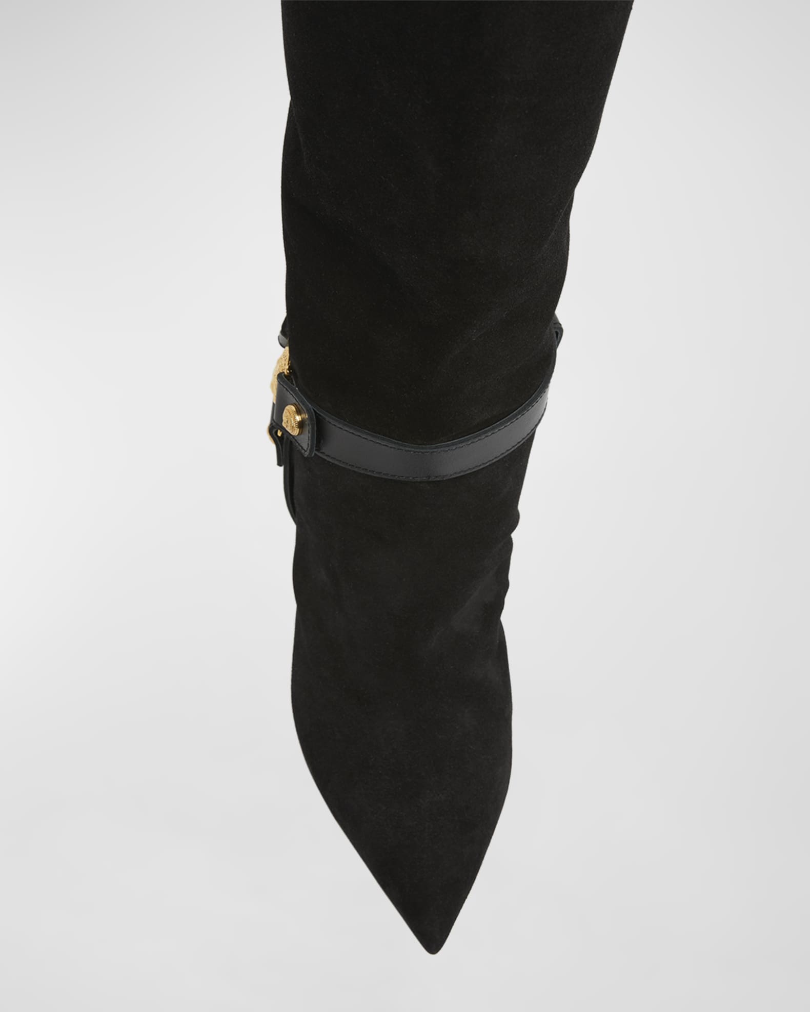 Balmain Eva Suede Harness Knee Boots | Neiman Marcus