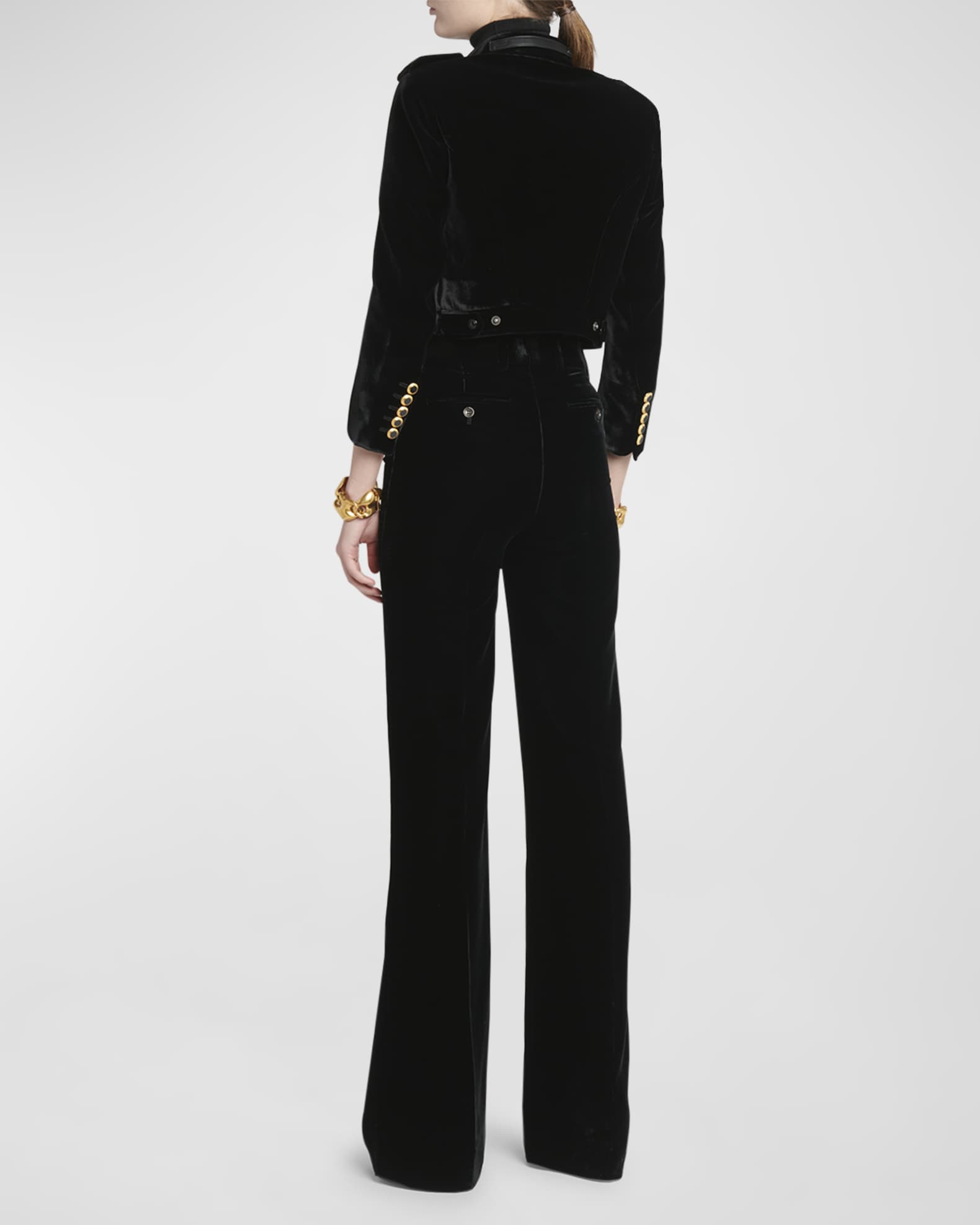 TOM FORD Velvet Military Jacket with Button Details | Neiman Marcus