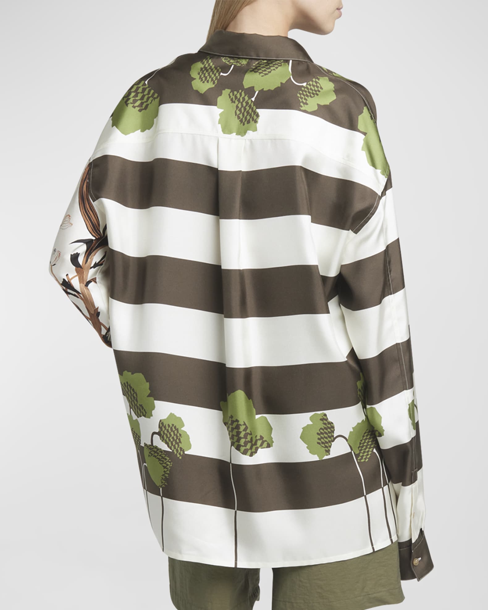 Loewe x Paula Ibiza Mixed-Print Button Down Blouse | Neiman Marcus