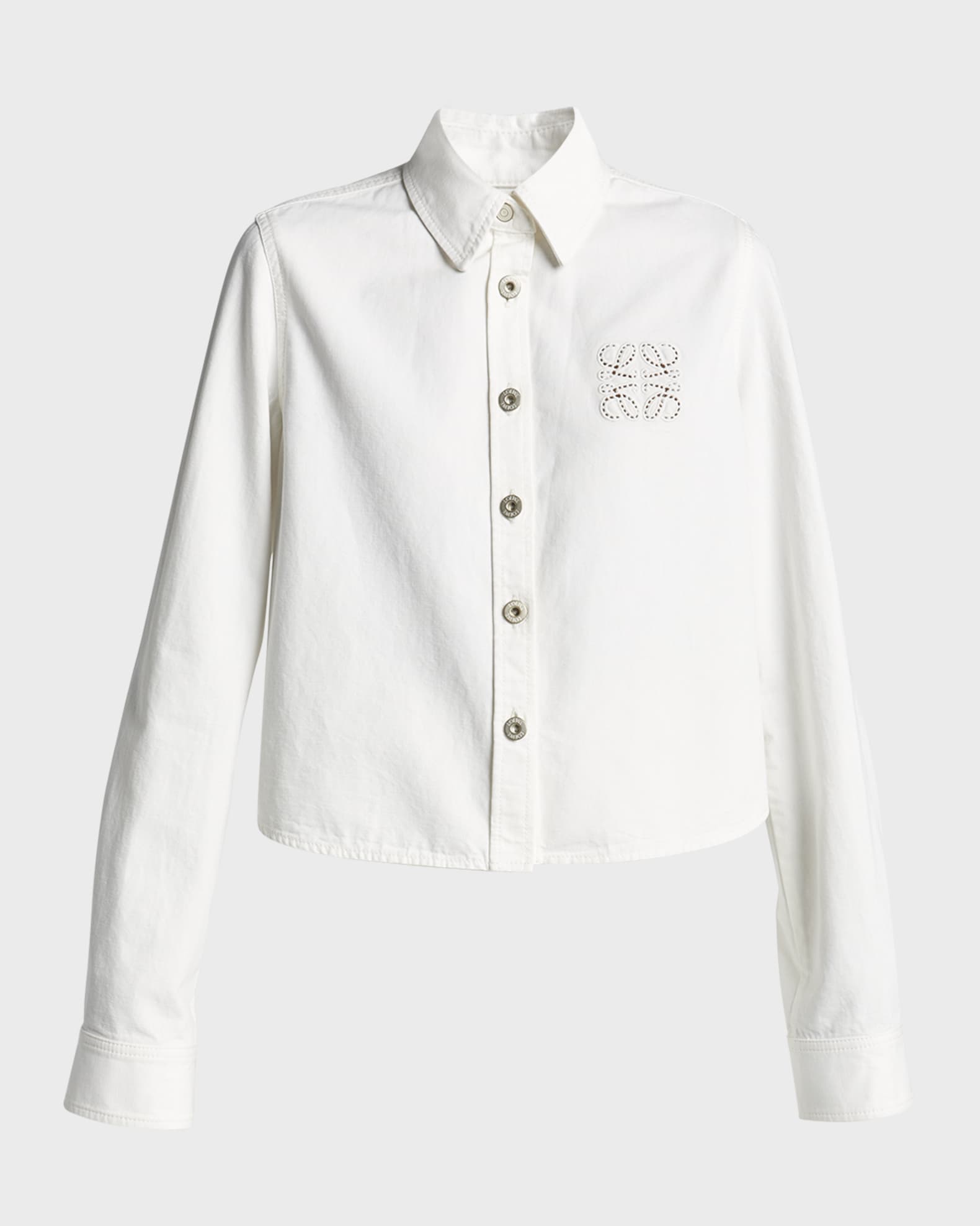 Loewe x Paula Ibiza Anagram Open-Back Button Down Top | Neiman Marcus