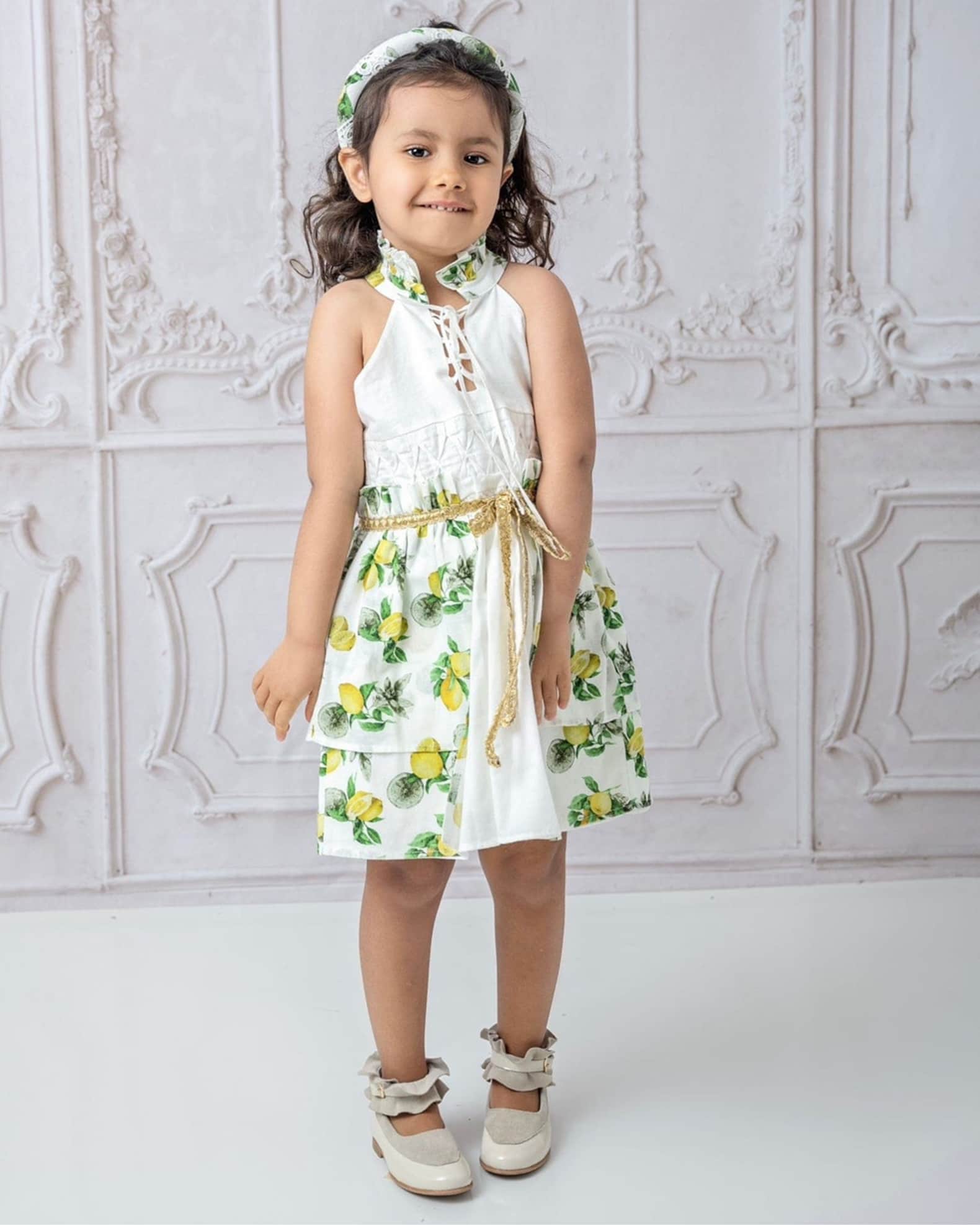 Petite Maison Kids Girl's Amalfi Lemon Printed Smocked Linen Dress ...