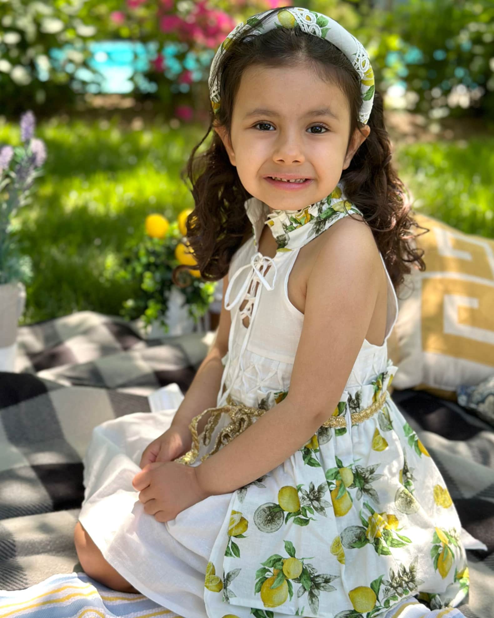 Petite Maison Kids Girl's Amalfi Lemon Printed Smocked Linen Dress ...