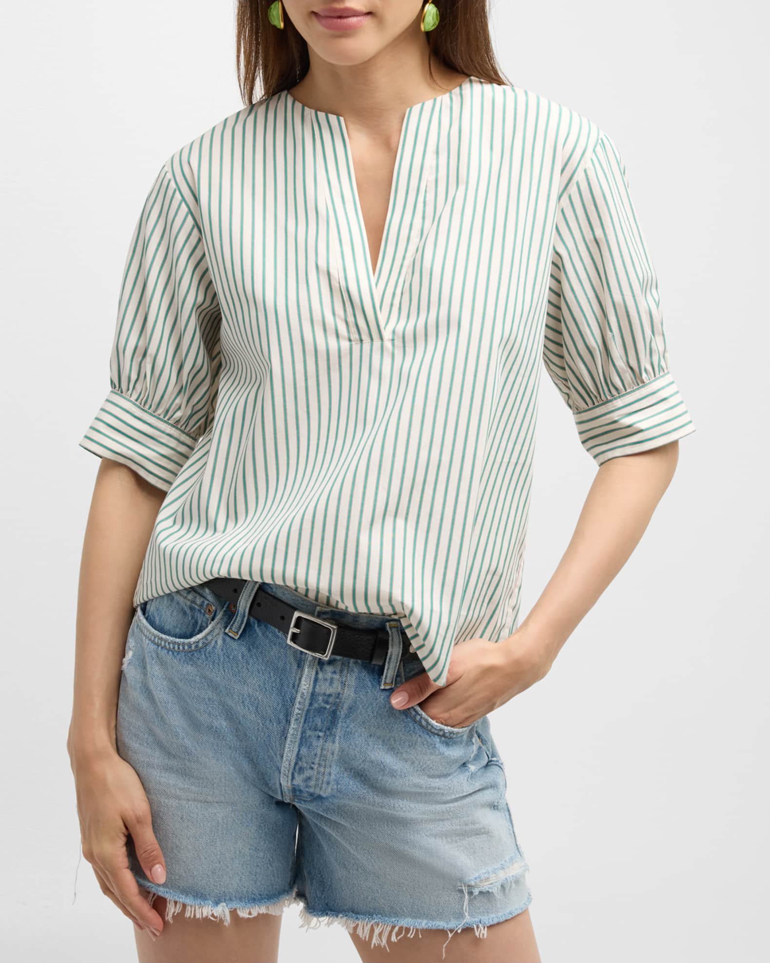 FRAME V-Neck Popover Top | Neiman Marcus