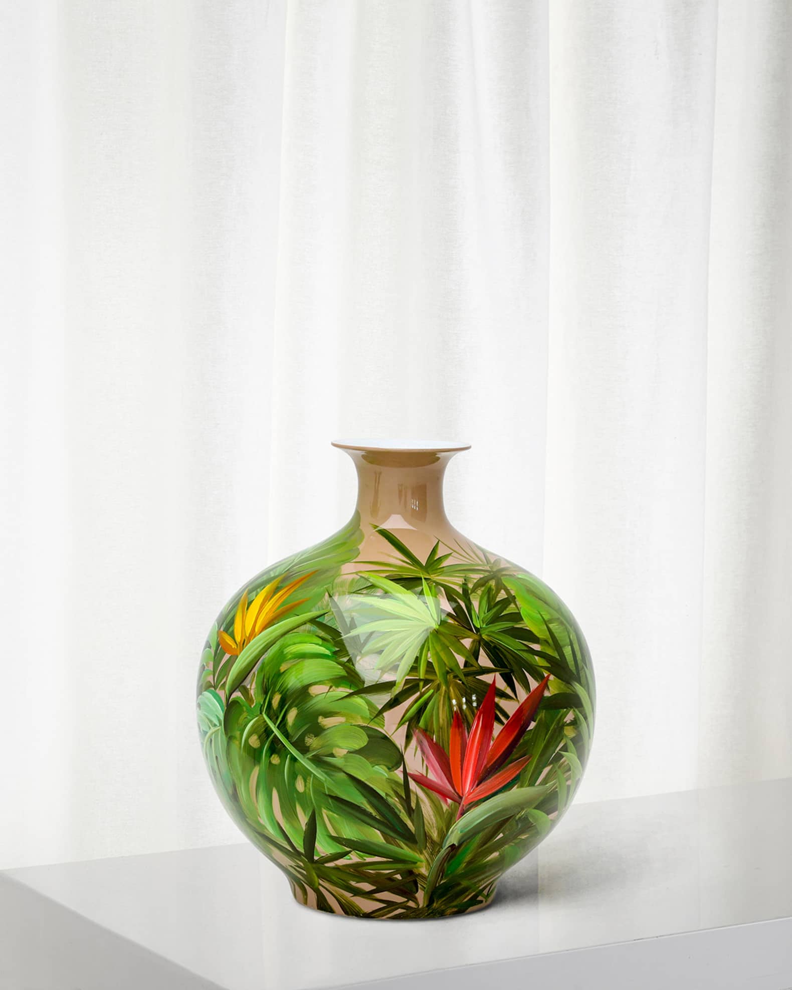 Winward Home Handpainted Greenery Bottle Vase | Neiman Marcus