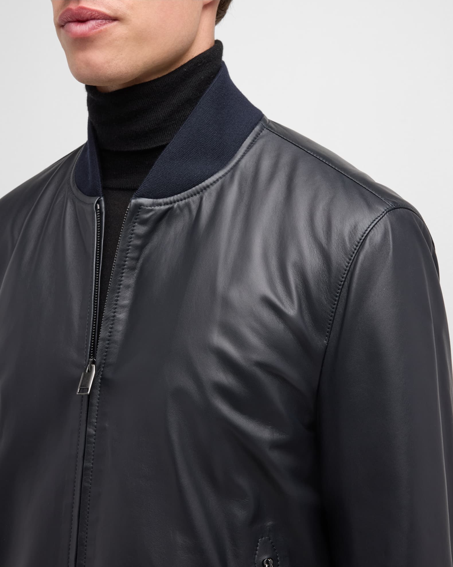 Brioni Men's Classic Leather Bomber Jacket | Neiman Marcus