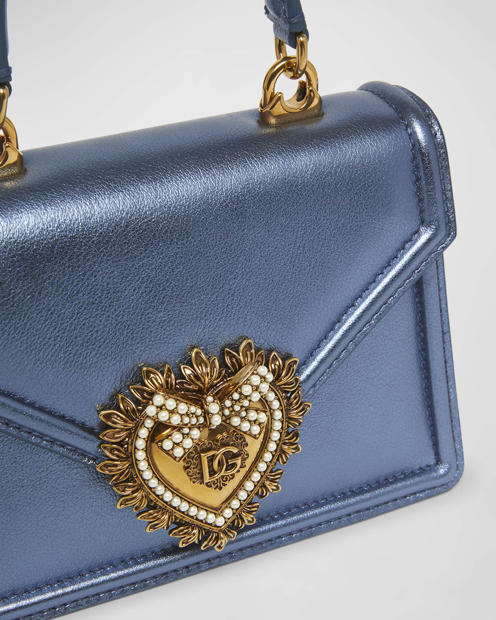 Dolce&Gabbana Devotion Mini Metallic Leather Top-Handle Bag | Neiman Marcus