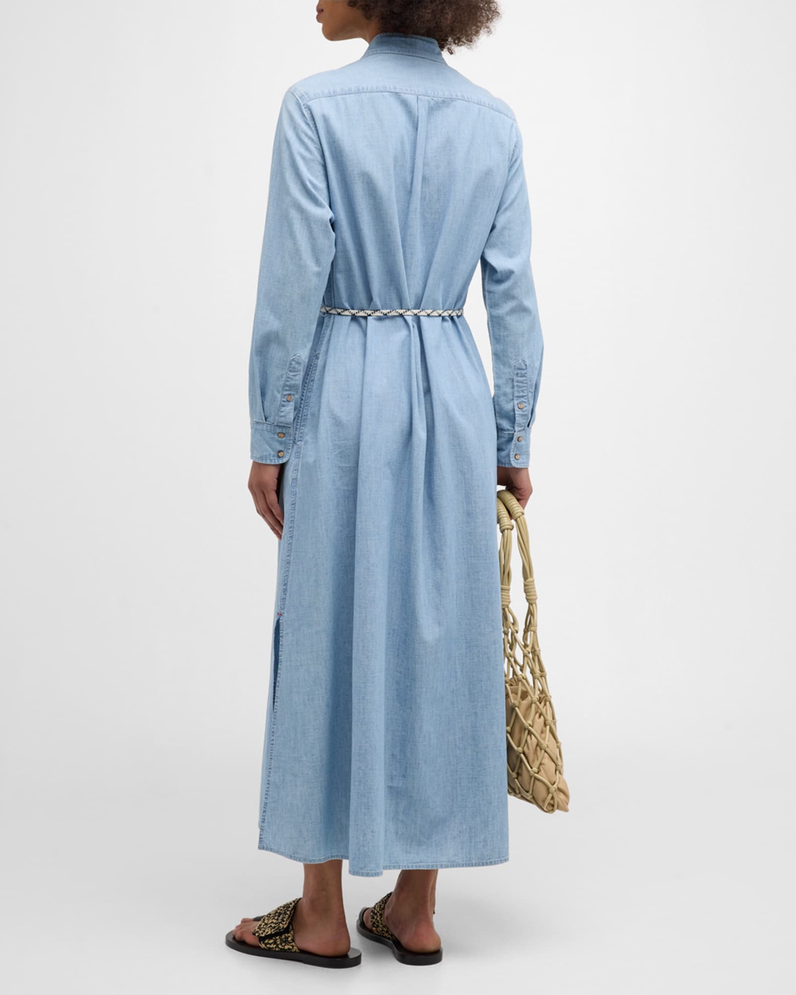 Xirena Bowen Belted Denim Maxi Shirtdress | Neiman Marcus