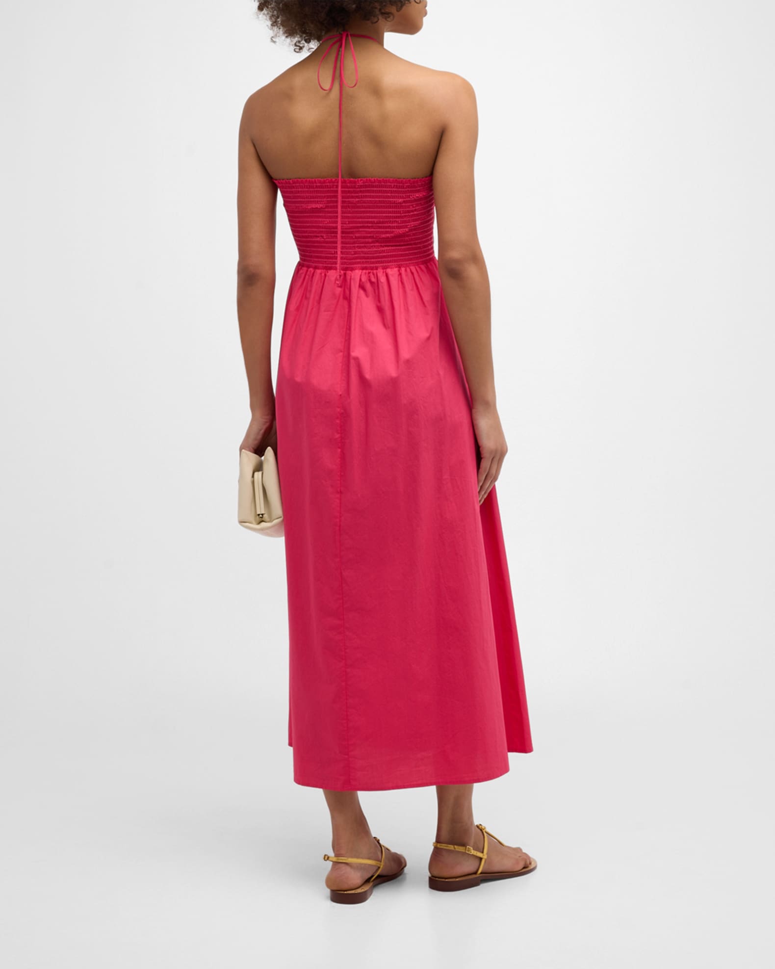 Xirena Adilyn Ruched Cotton Halter Midi Dress | Neiman Marcus