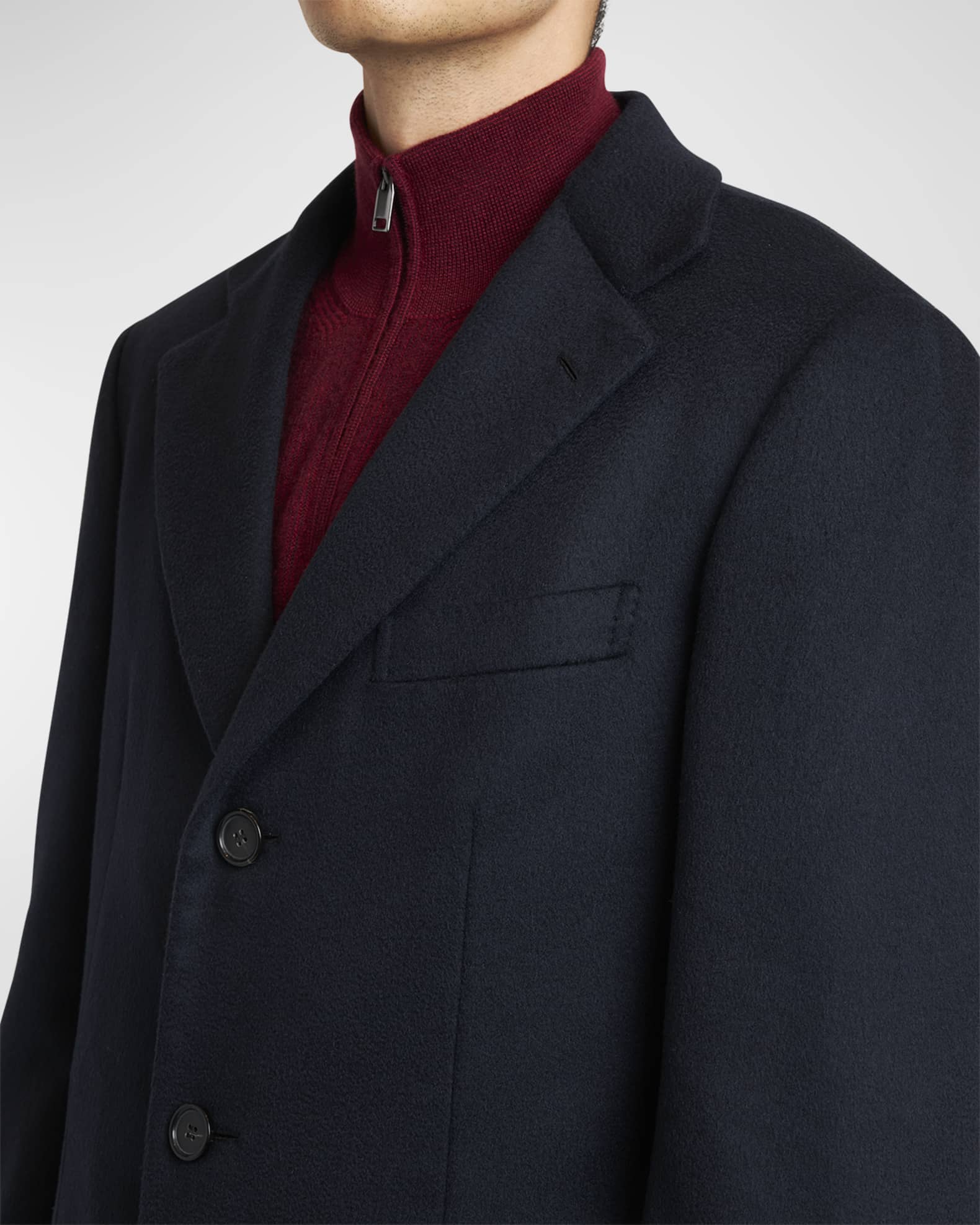 Brioni Men's Solid Wool Topcoat | Neiman Marcus