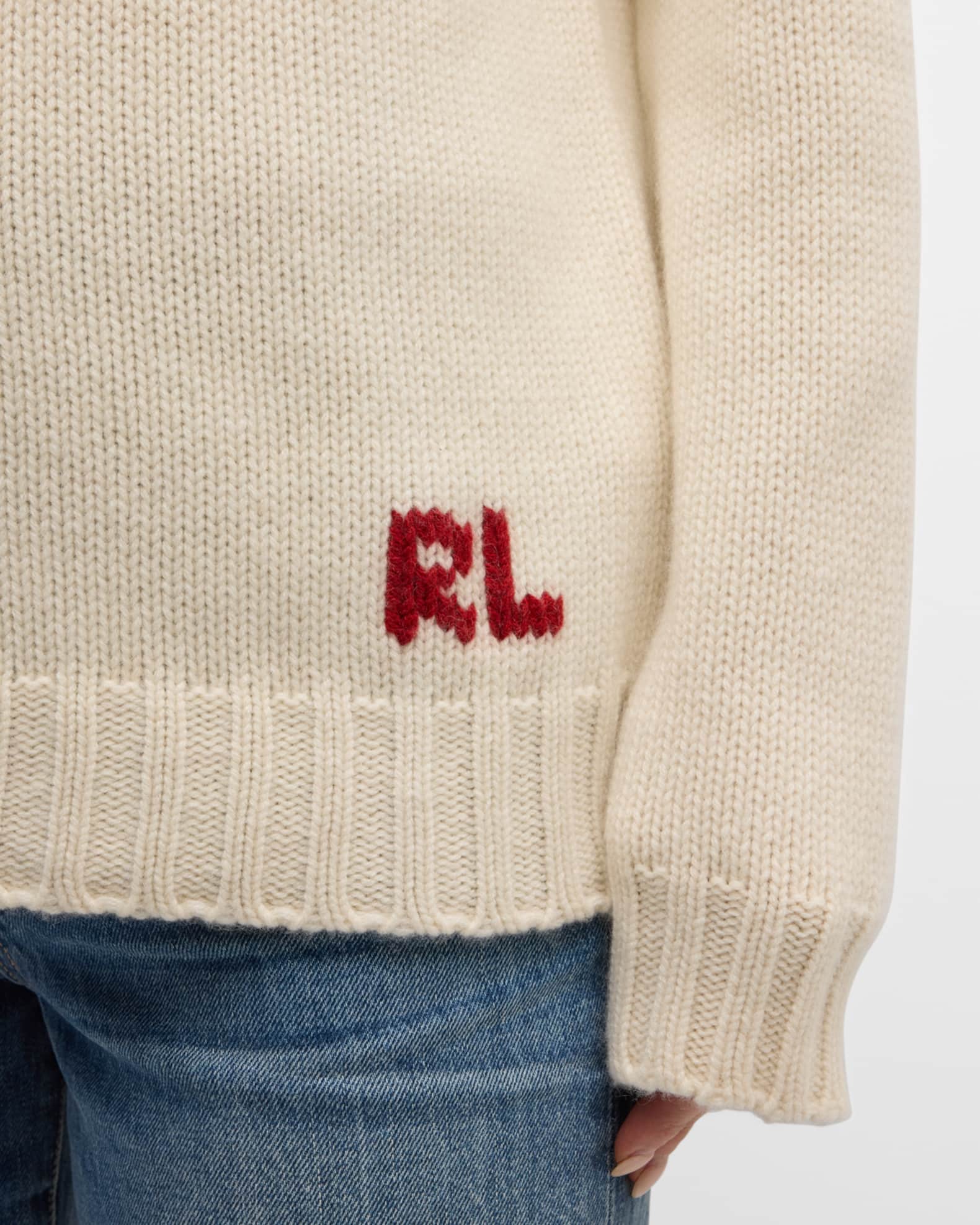 Ralph Lauren Collection Flag Crewneck Cashmere Sweater | Neiman Marcus