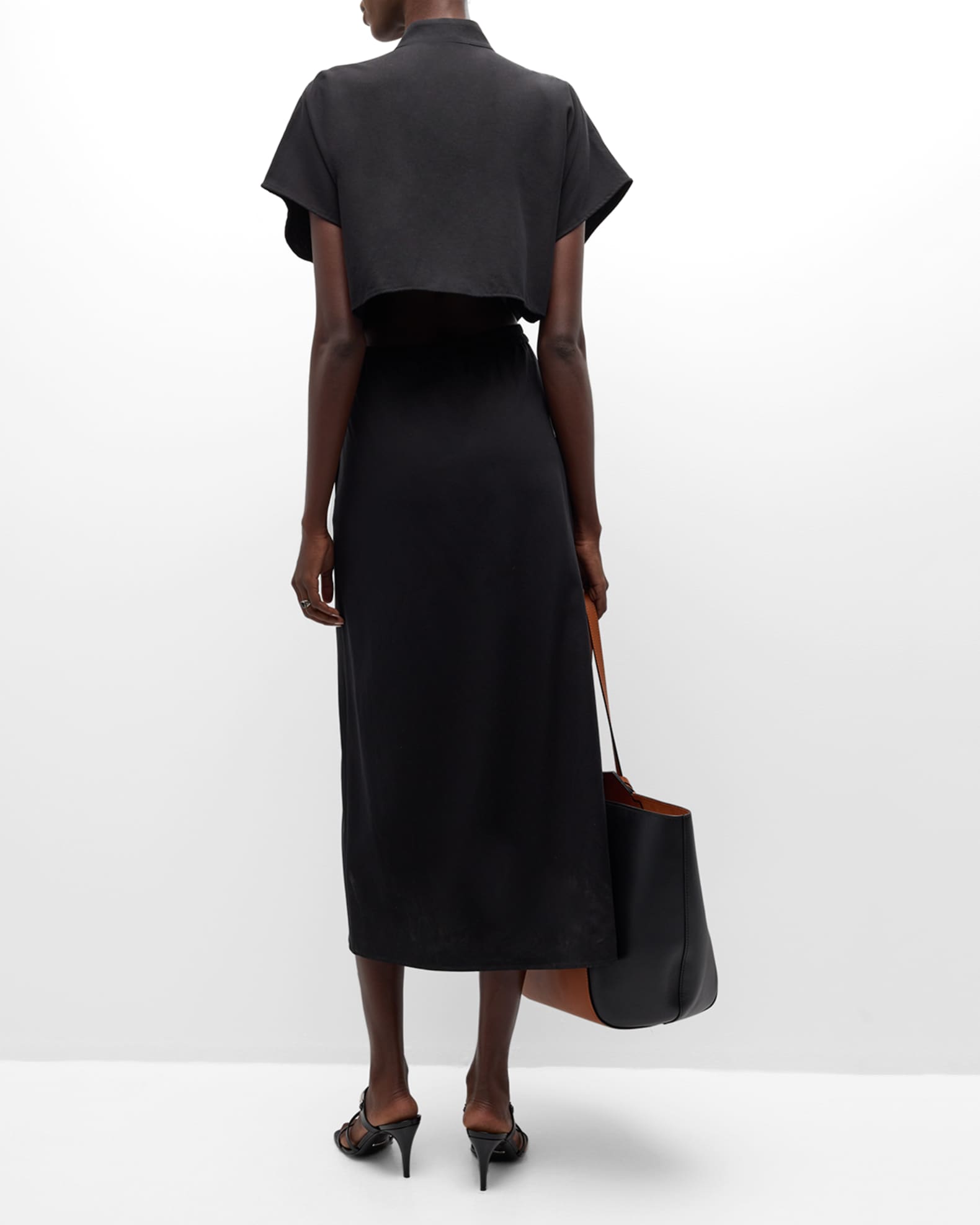 Vanessa Bruno Cheryle Capelet Button-Front Midi Dress | Neiman Marcus
