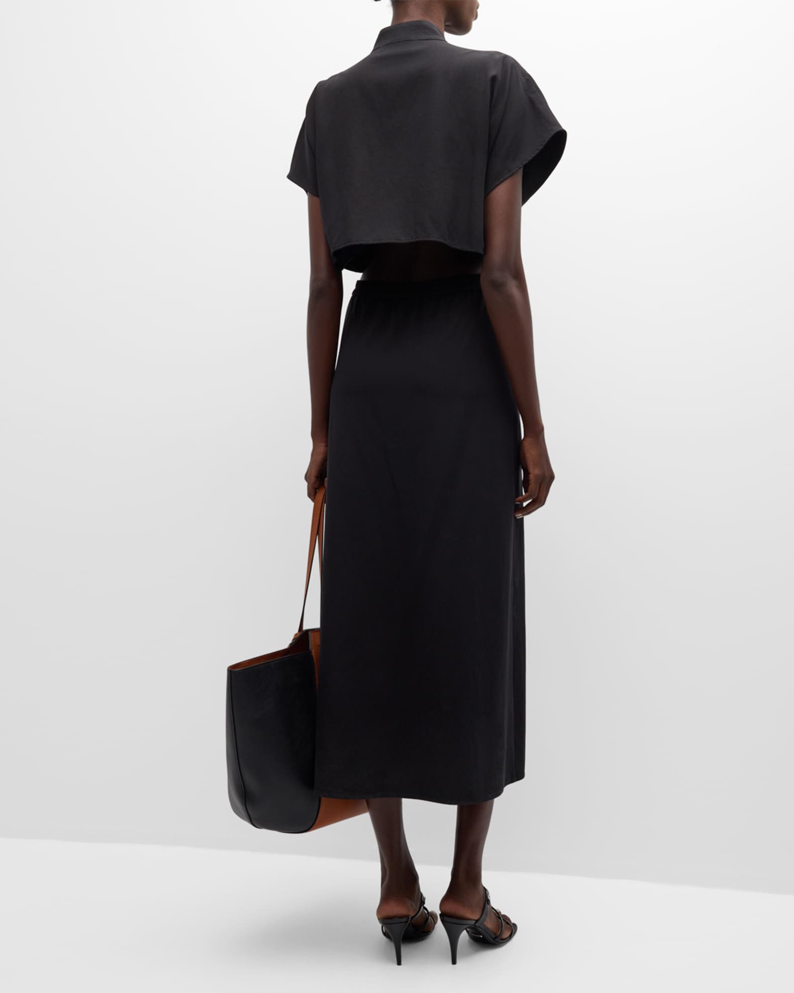 Vanessa Bruno Cheryle Capelet Button-Front Midi Dress | Neiman Marcus