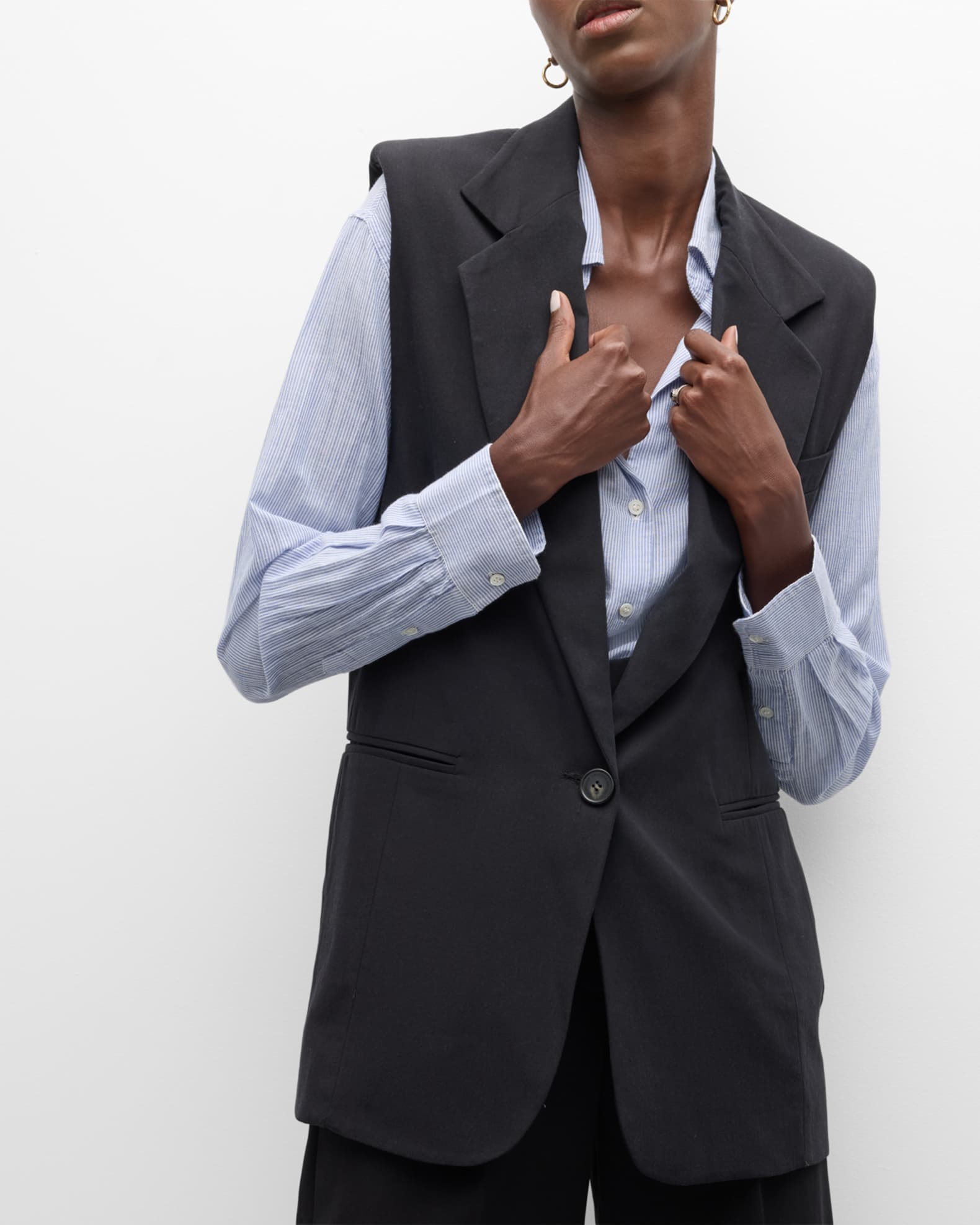 Vanessa Bruno Christen Relaxed Single-Button Vest | Neiman Marcus