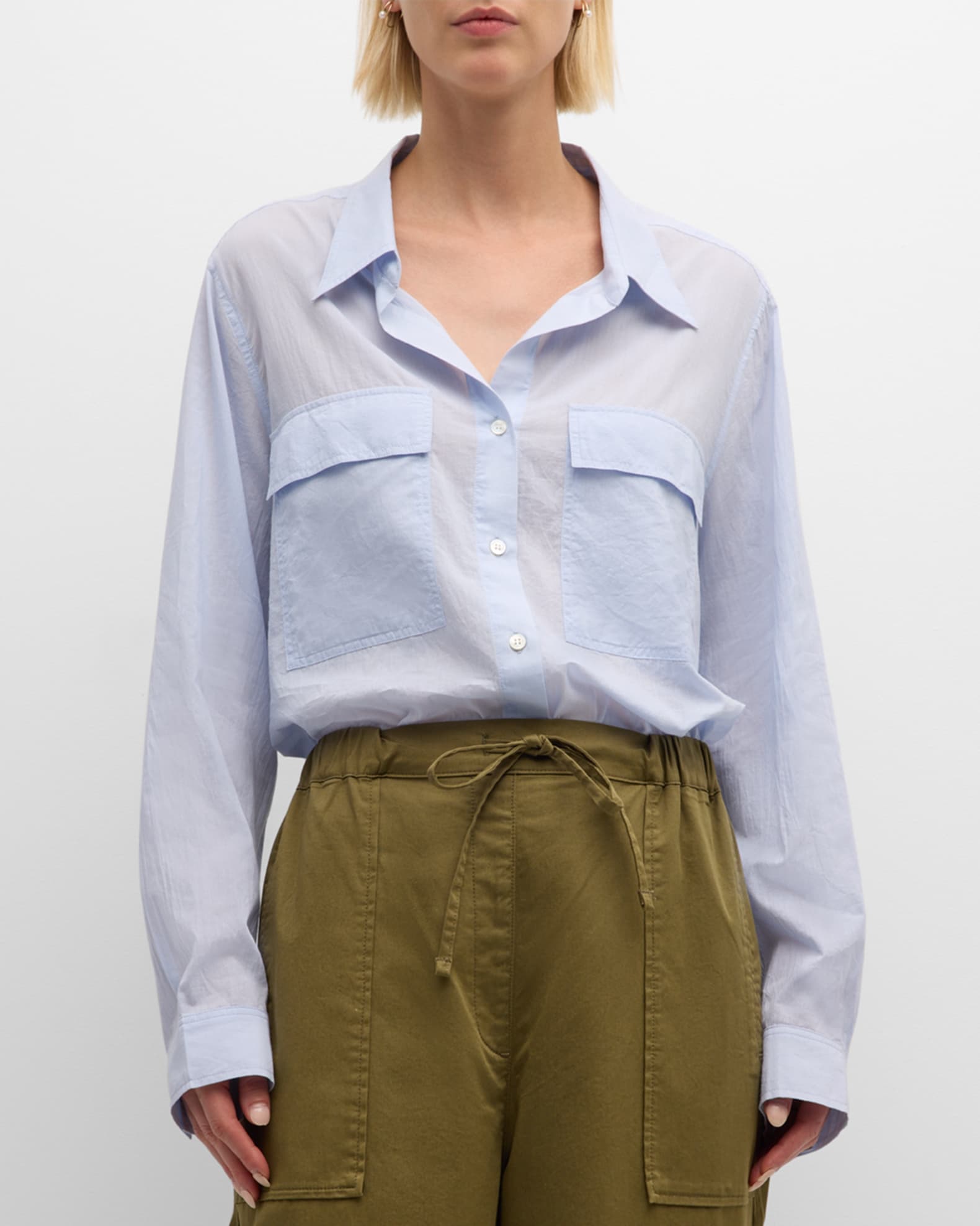 Vanessa Bruno Dim Button-Down Cotton Shirt | Neiman Marcus