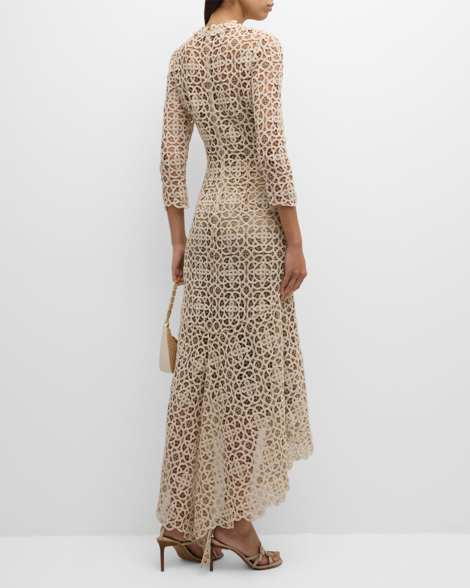 Rickie Freeman for Teri Jon High-Low Stretch Crochet Maxi Dress ...
