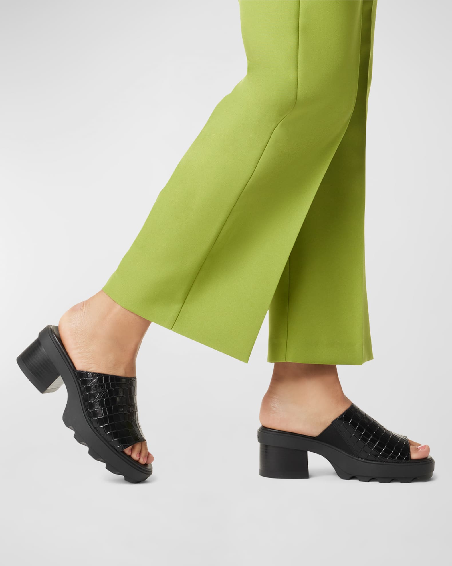 Sorel Joanie Leather Platform Slide Sandals | Neiman Marcus