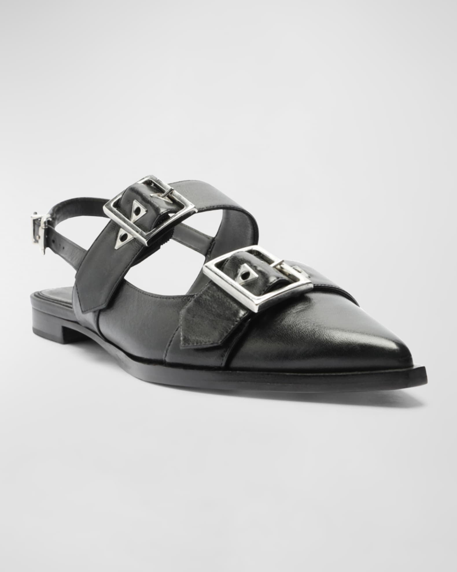 Schutz Darla Dual-Buckle Slingback Flats | Neiman Marcus