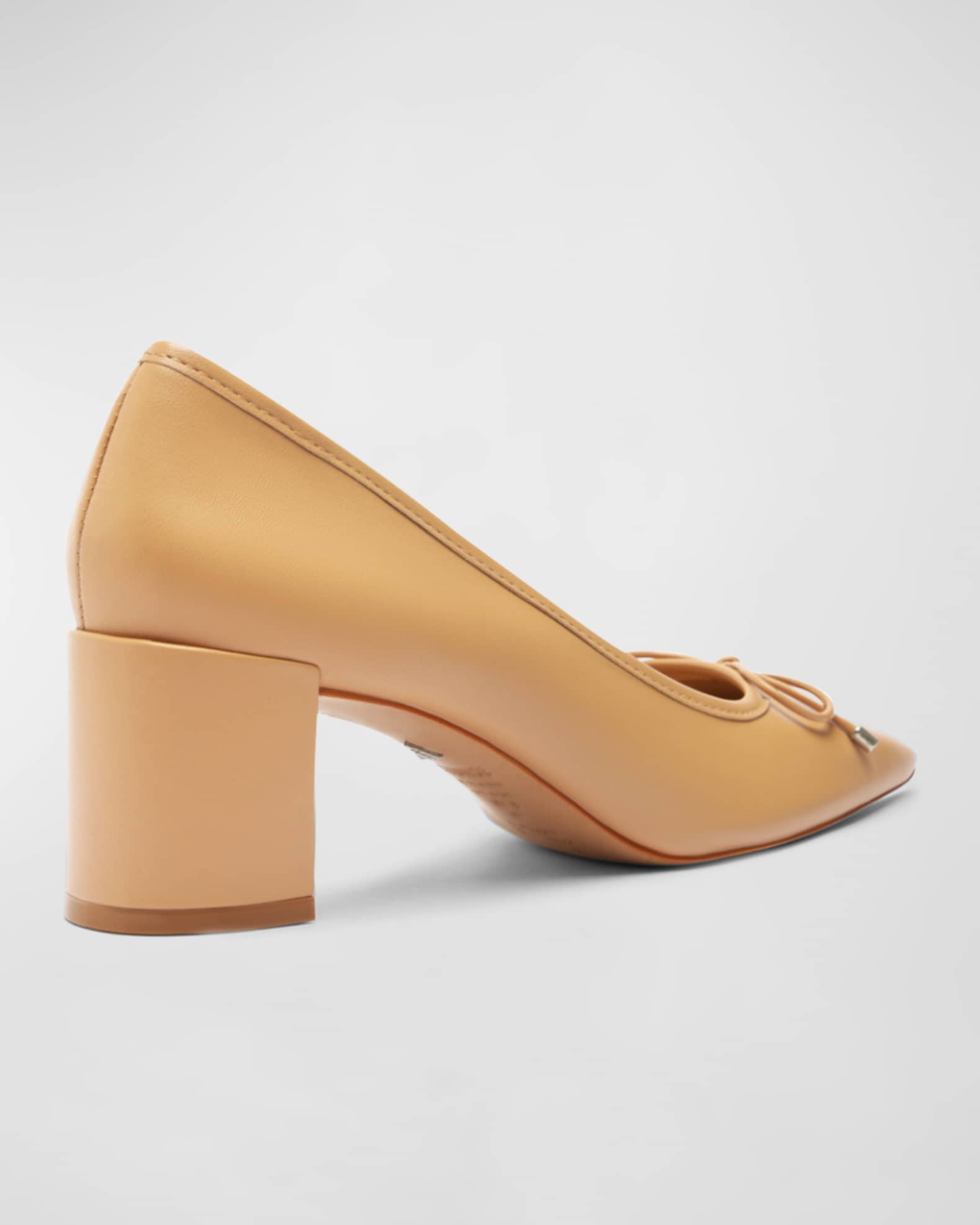 Schutz Arissa Leather Bow Square-Toe Pumps | Neiman Marcus