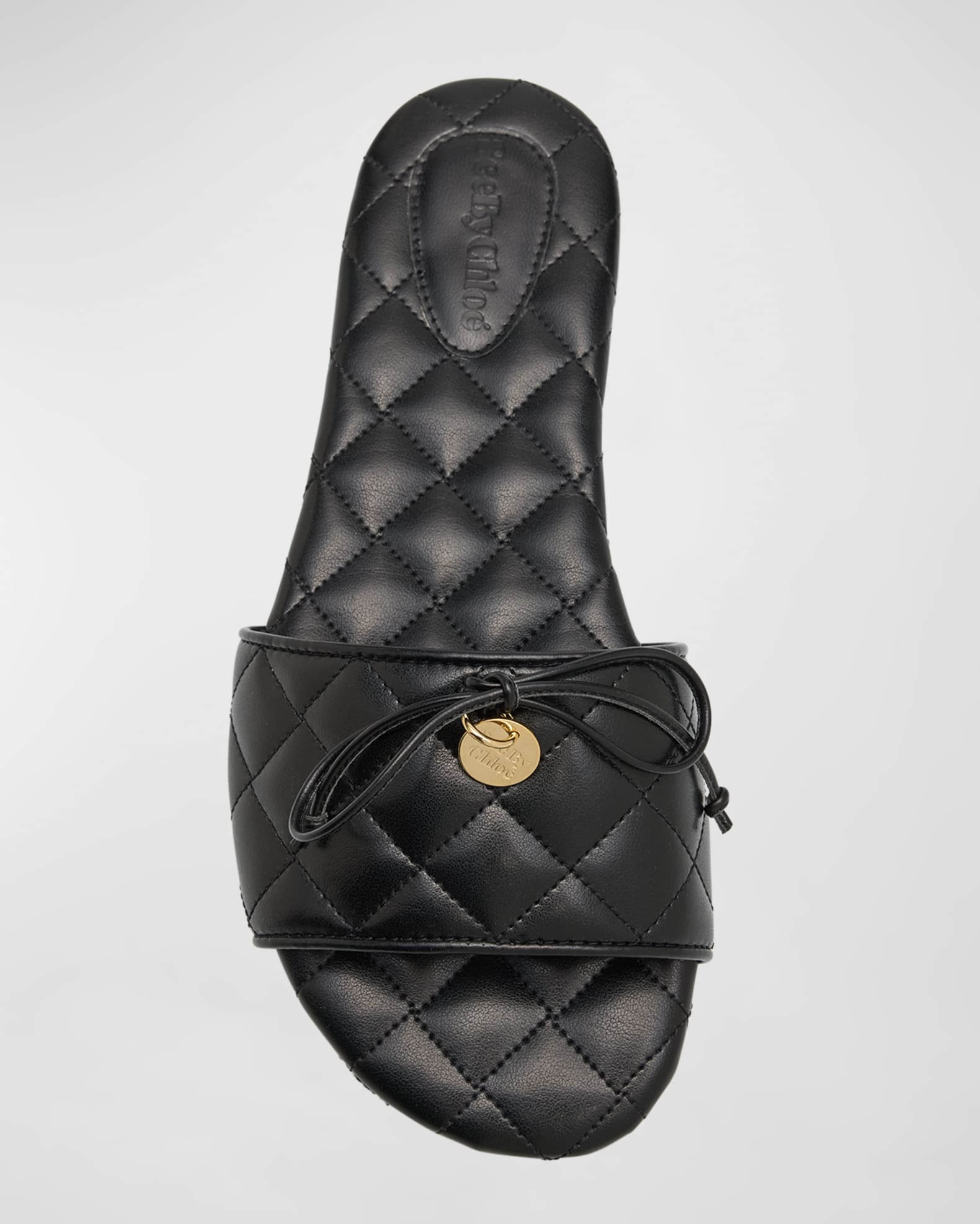 See by Chloe Jodie Quilted Bow Slide Sandals | Neiman Marcus
