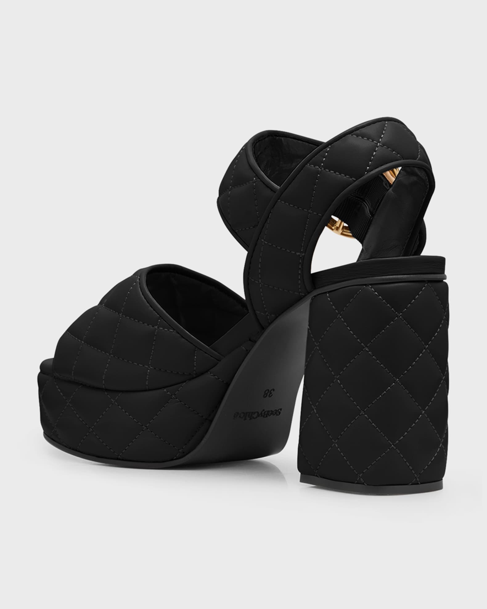 See by Chloe Jodie Quilted Ankle-Strap Platform Sandals | Neiman Marcus