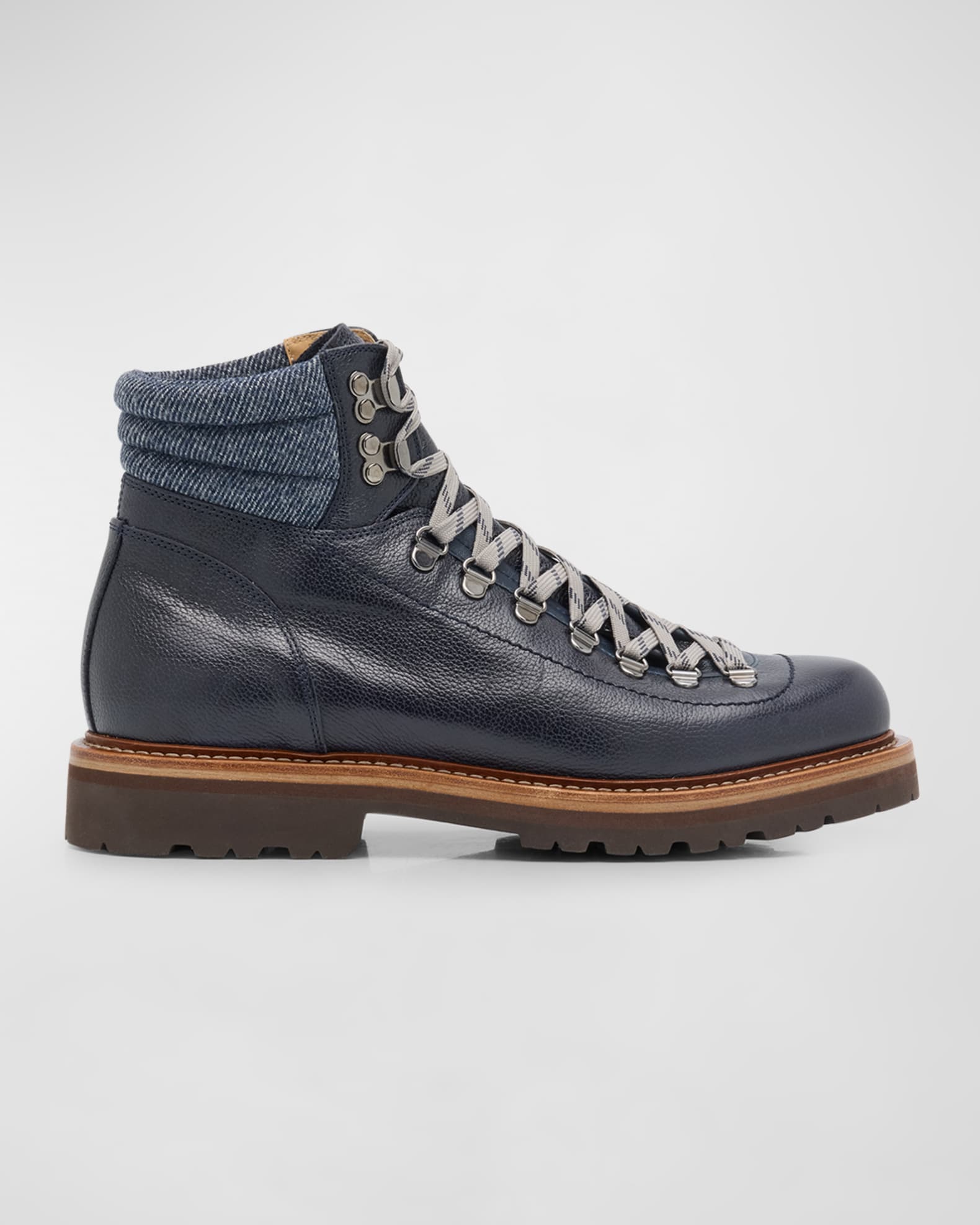 Brunello Cucinelli Men's Leather Alpine Hiking Boots | Neiman Marcus