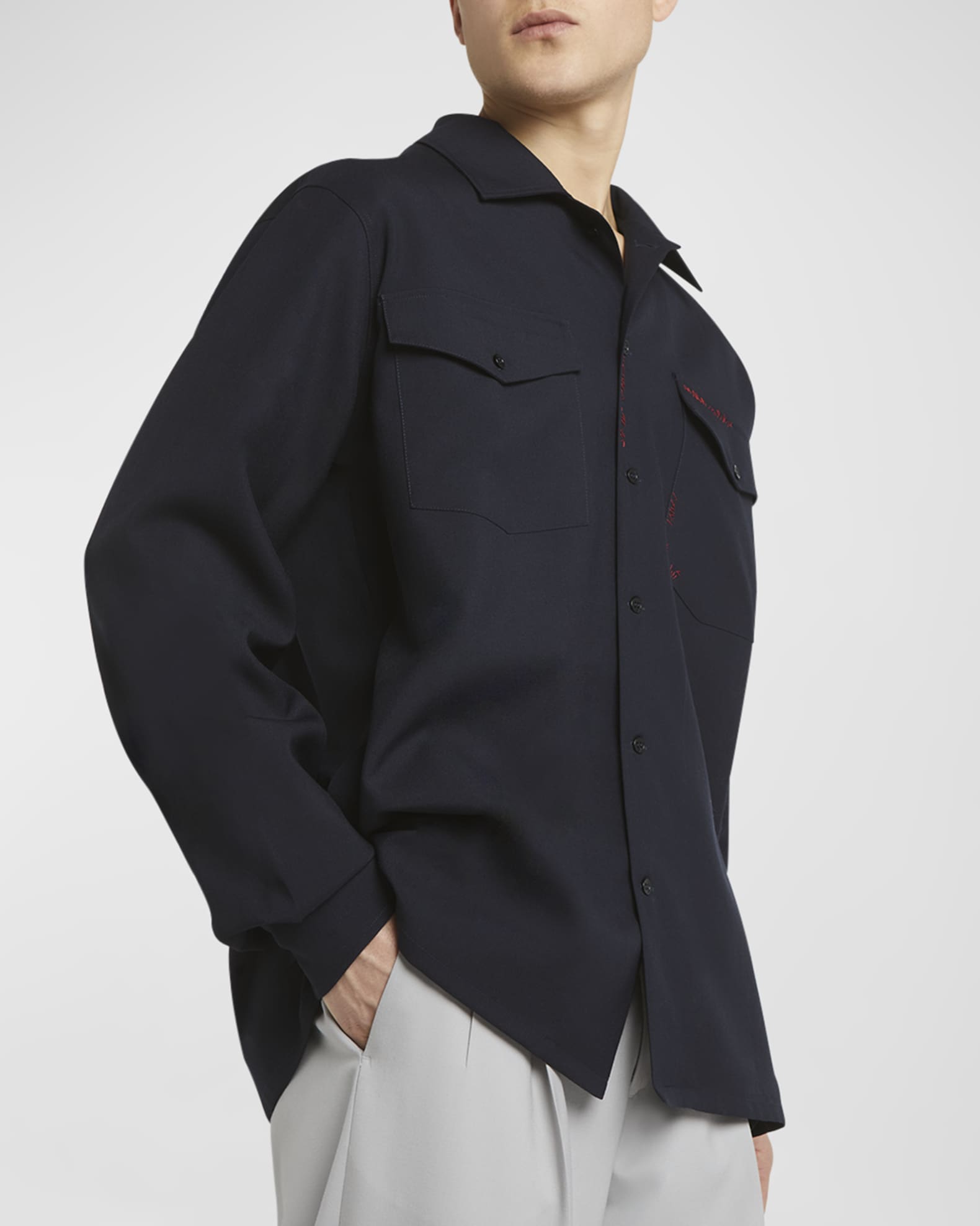 Marni Men's Embroidered Logo Sport Shirt | Neiman Marcus