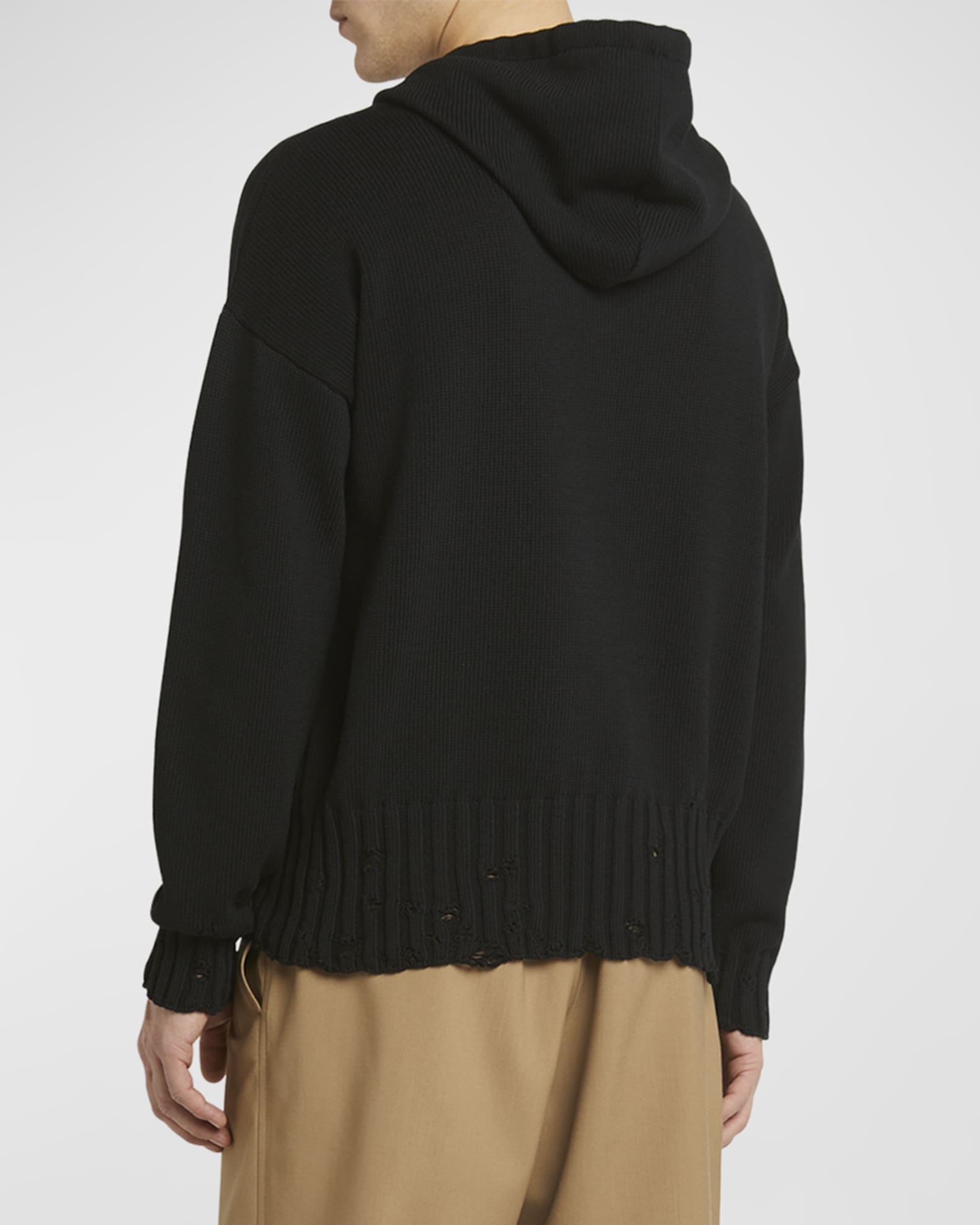 Marni Men's Distressed Knit Logo Hoodie | Neiman Marcus