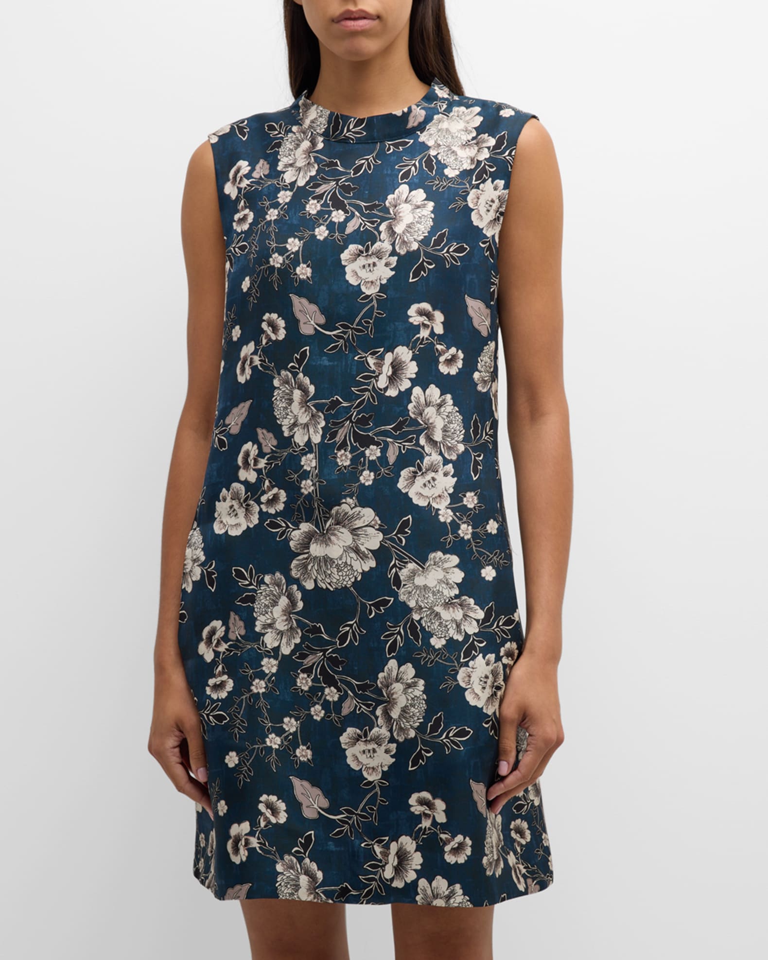 Max Mara Lyon Printed Silk Sleeveless Mini Dress | Neiman Marcus