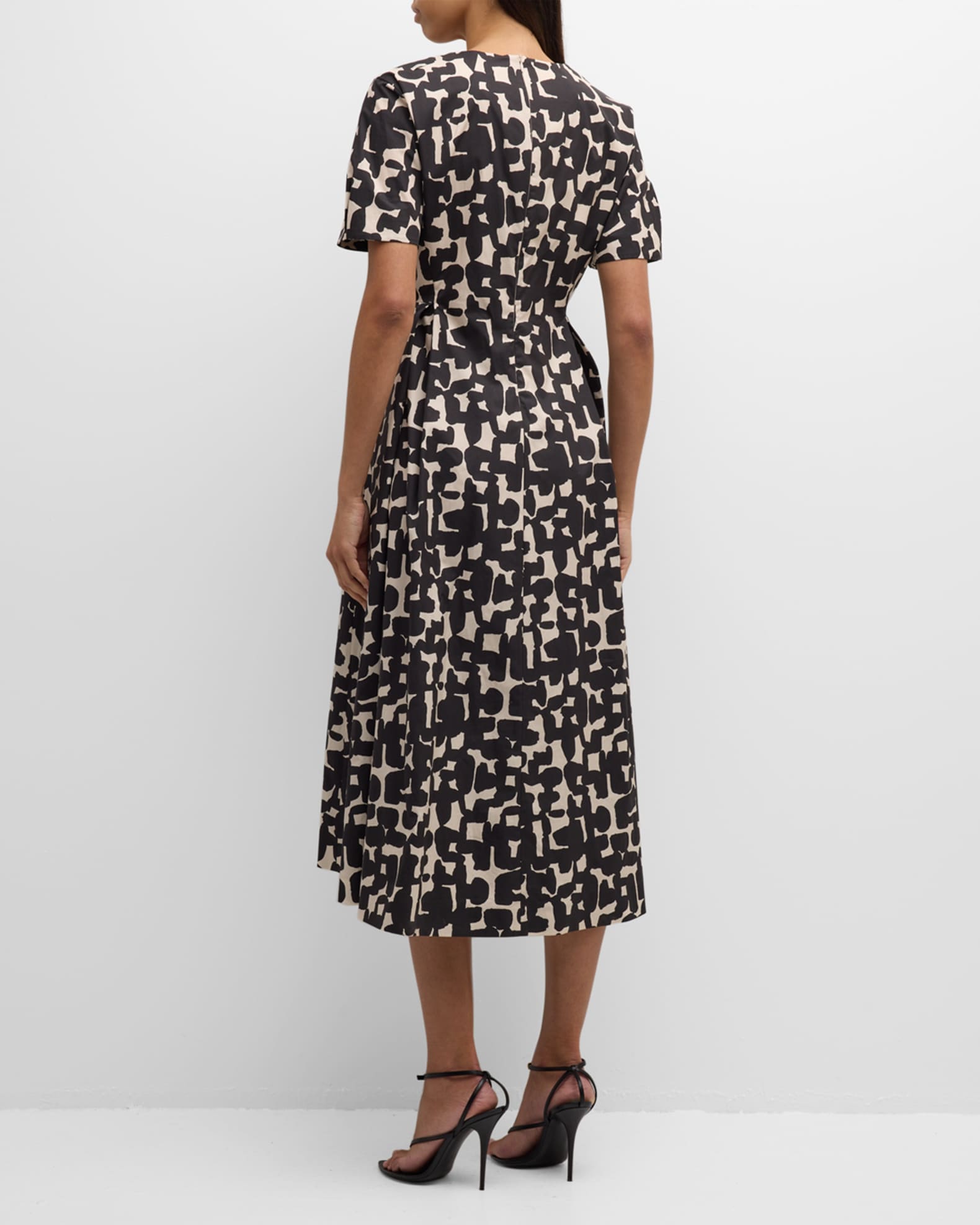 Max Mara Callas Abstract-Print Short-Sleeve A-Line Midi Dress | Neiman ...